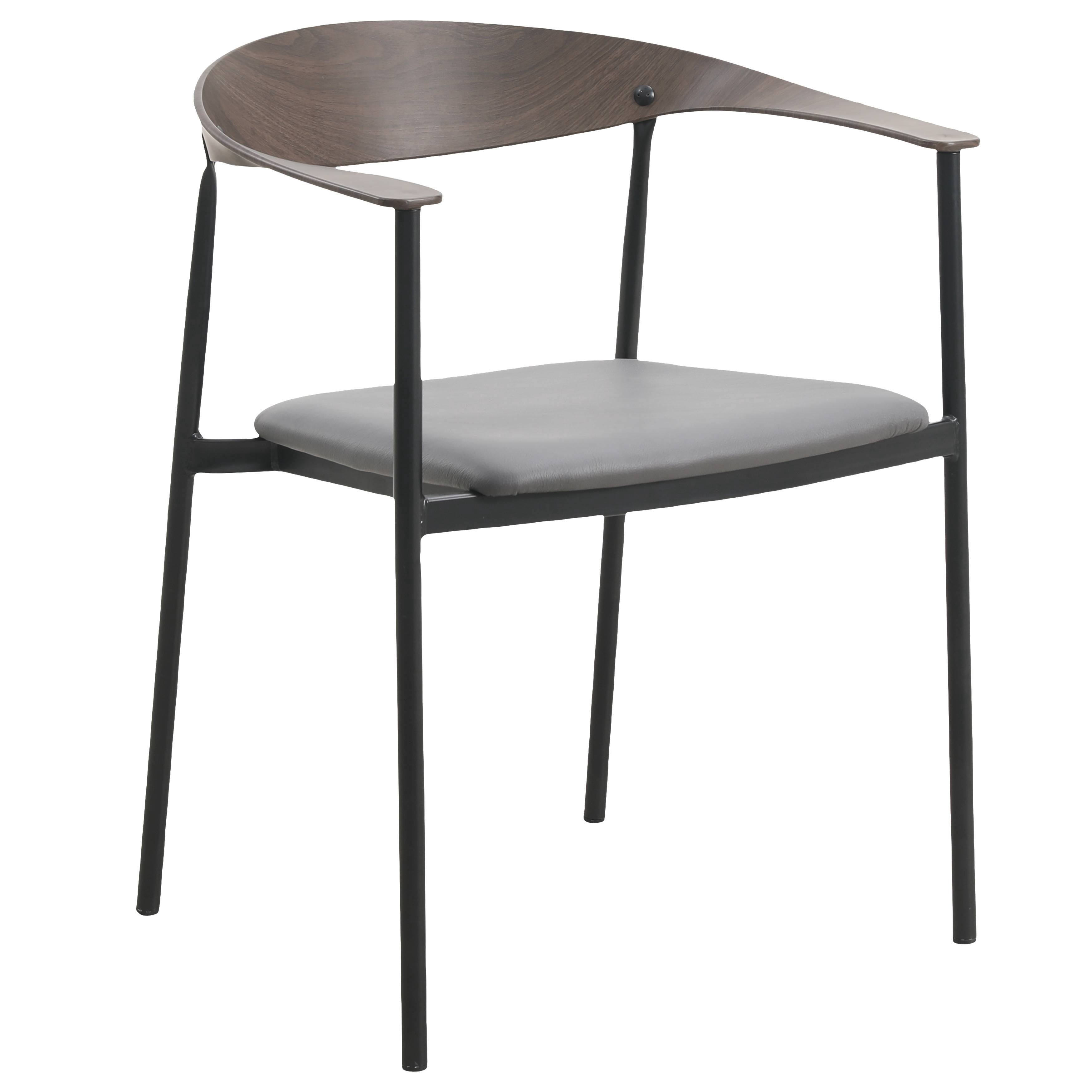 LeisureMod Kora Dining Arm Chair in Faux Leather with Steel Legs in ...