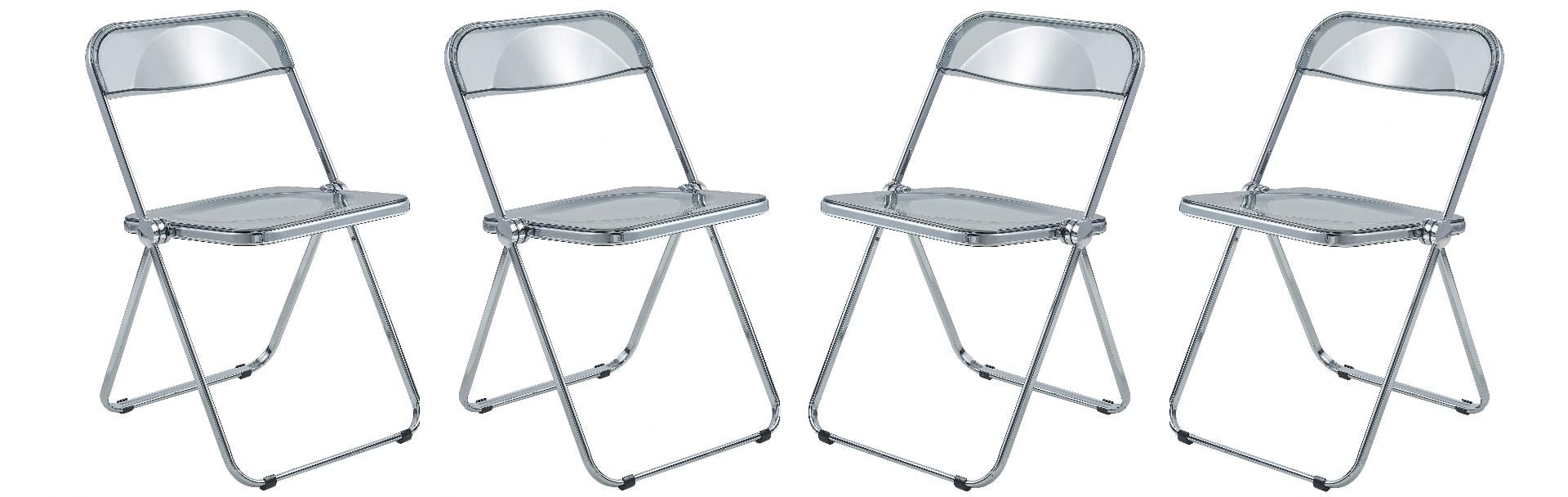 LeisureMod Lawrence Acrylic Folding Chair With Metal Frame Set of 4 in ...