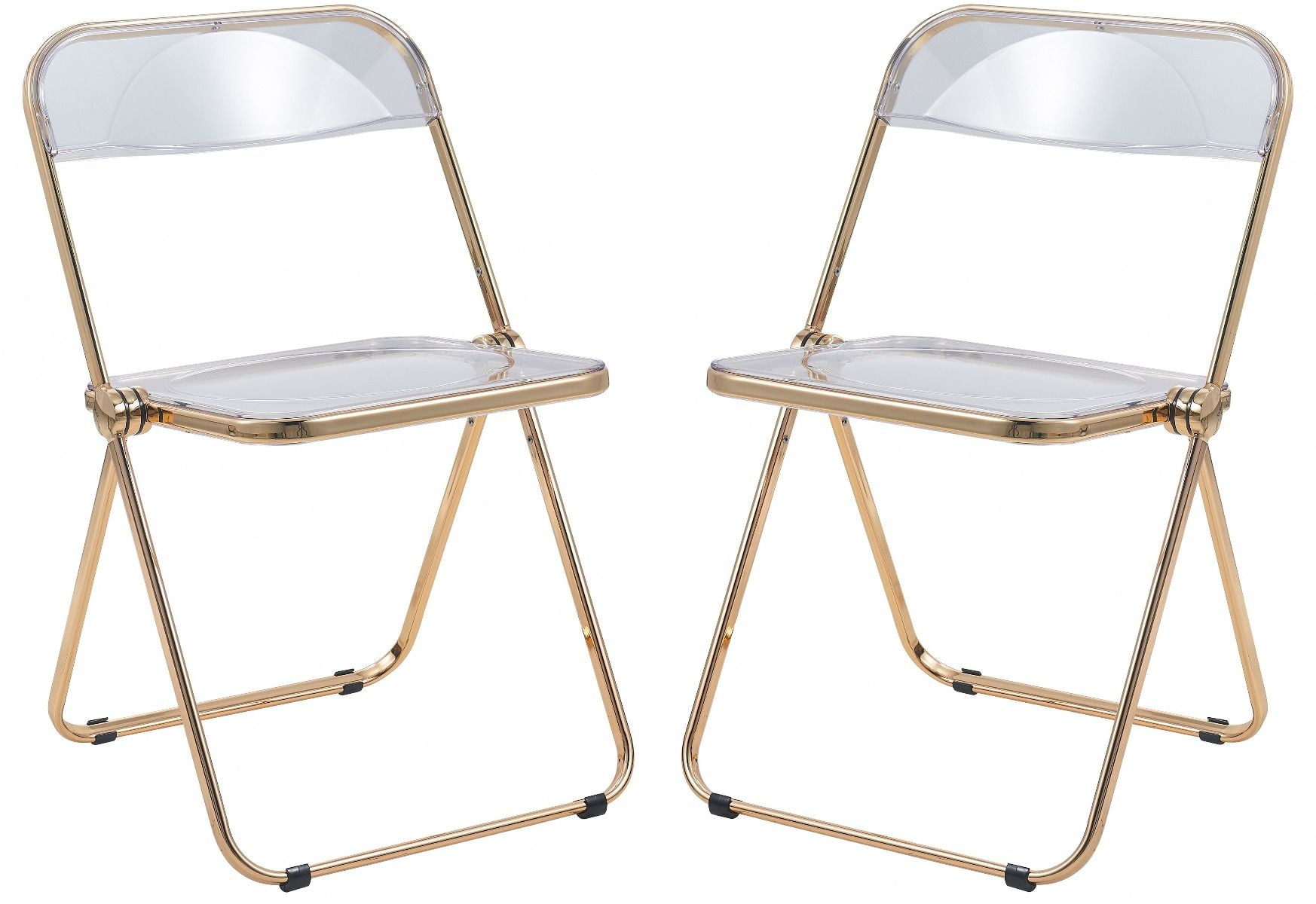 LeisureMod Lawrence Modern Acrylic Folding Chair With Gold Metal Frame ...