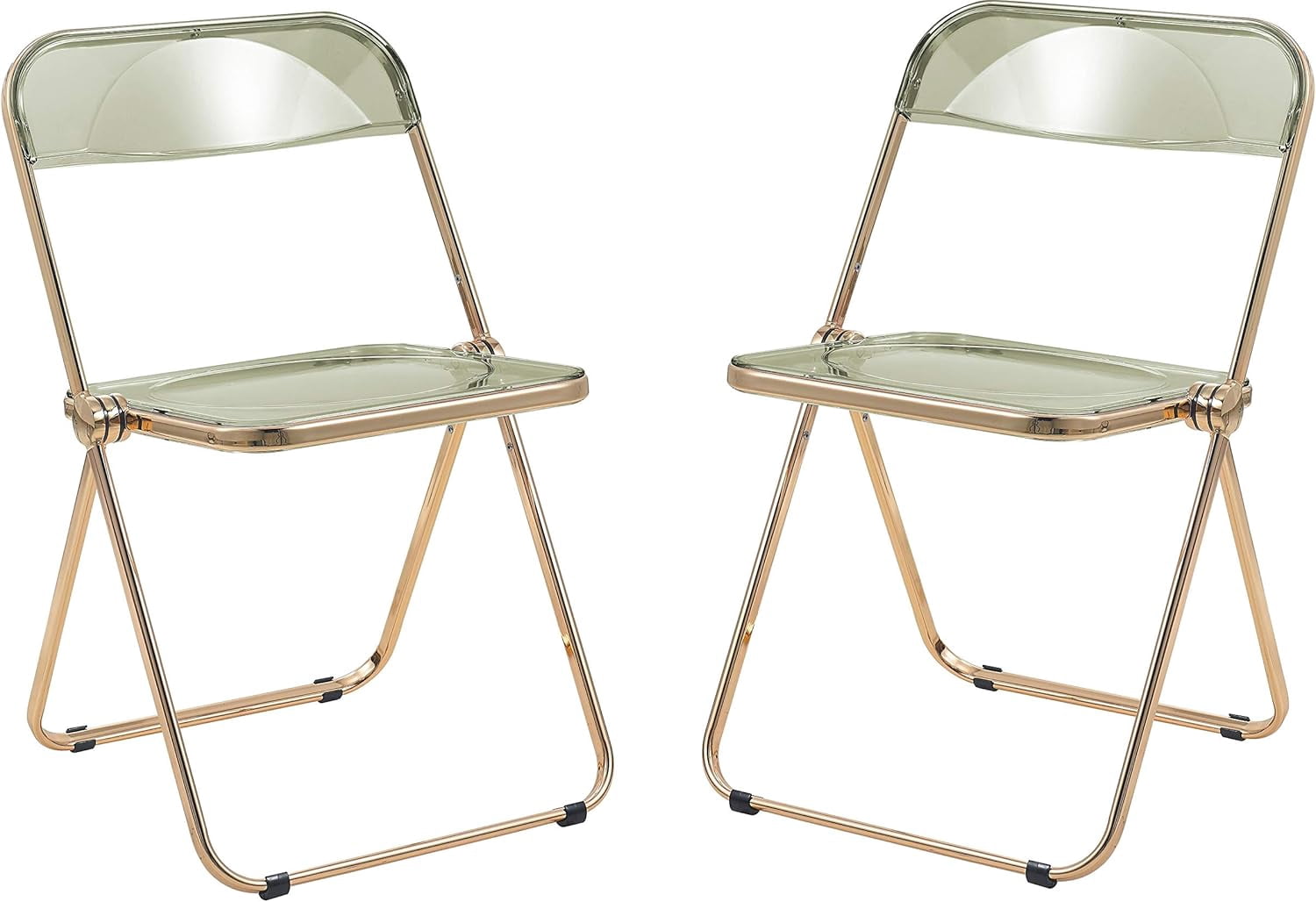 LeisureMod Lawrence Modern Transparent Acrylic Folding Chair with Gold ...