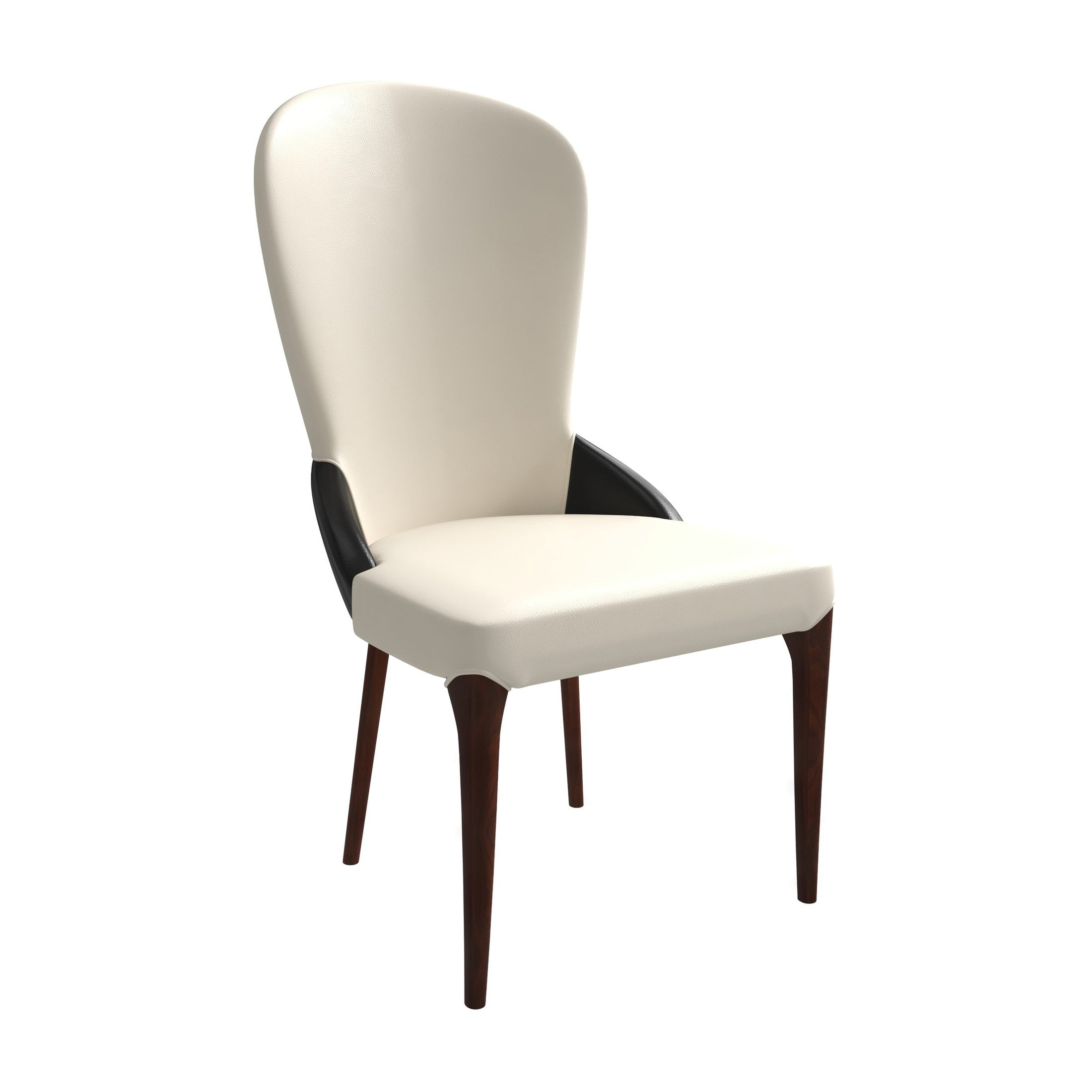 LeisureMod Leather Dining Chair Two-Tone Color Design in Rubberwood ...