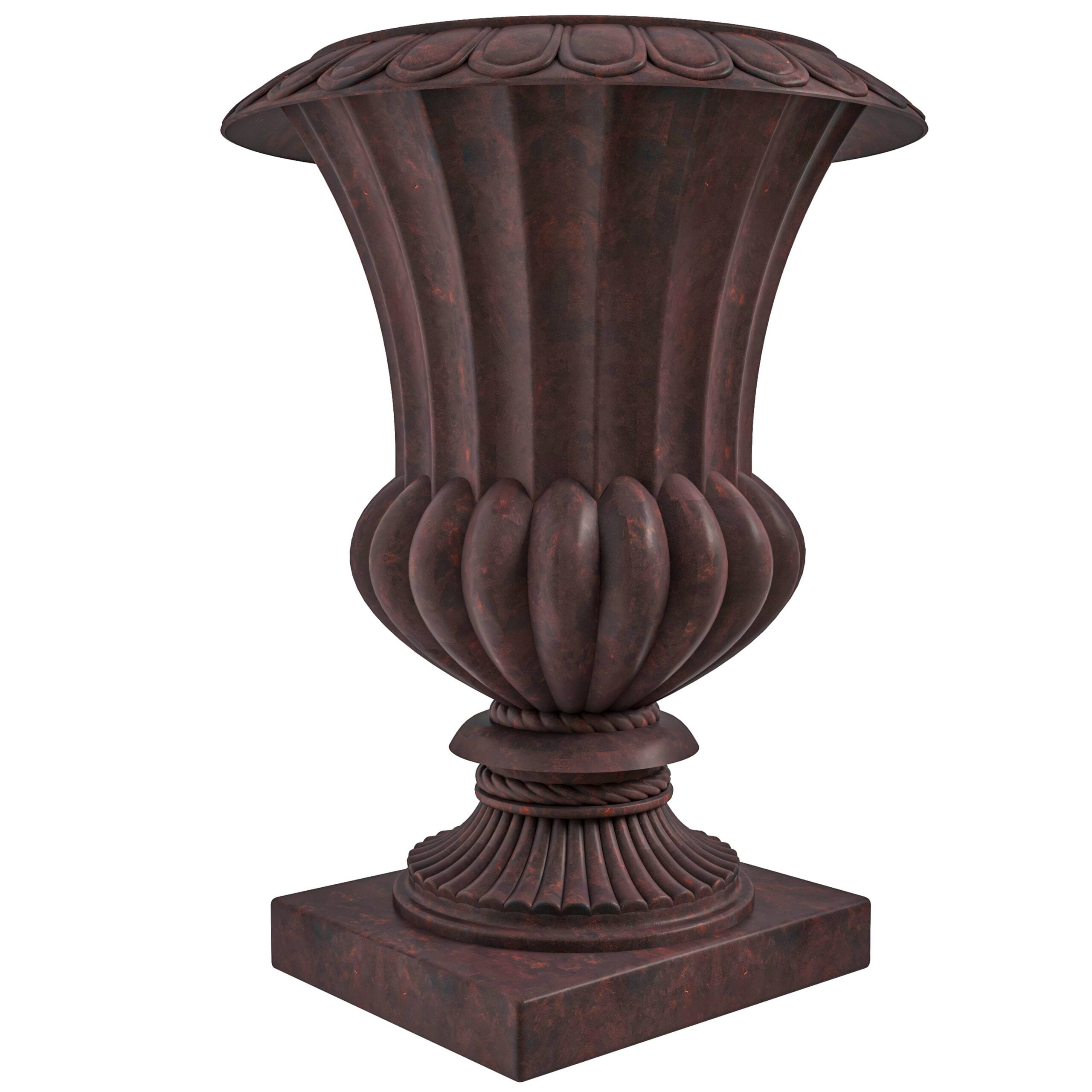 LeisureMod Lotus Modern Urn Planter in Fiberglass and Clay Brown ...