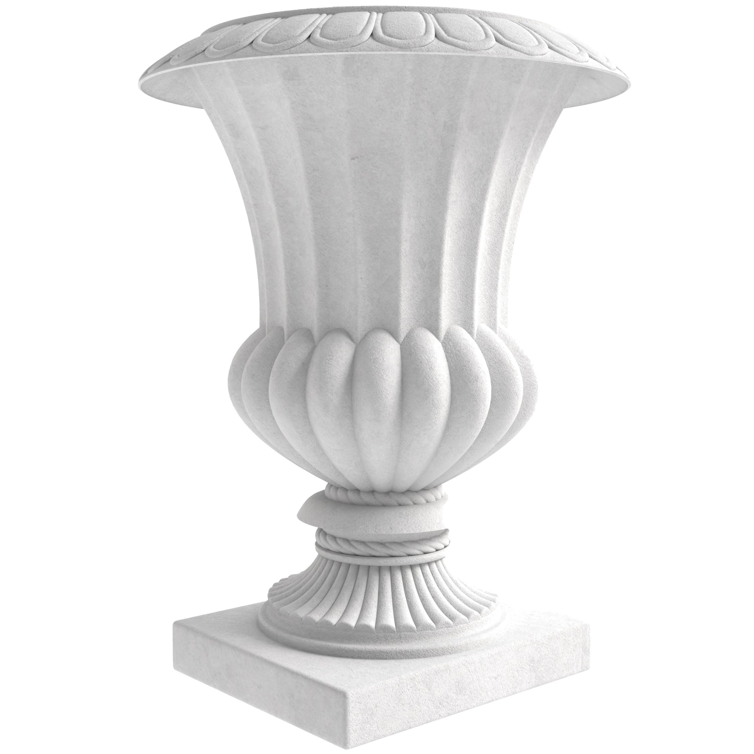LeisureMod Lotus Fiberstone and Clay Urn Planter, Mid-Century Modern ...