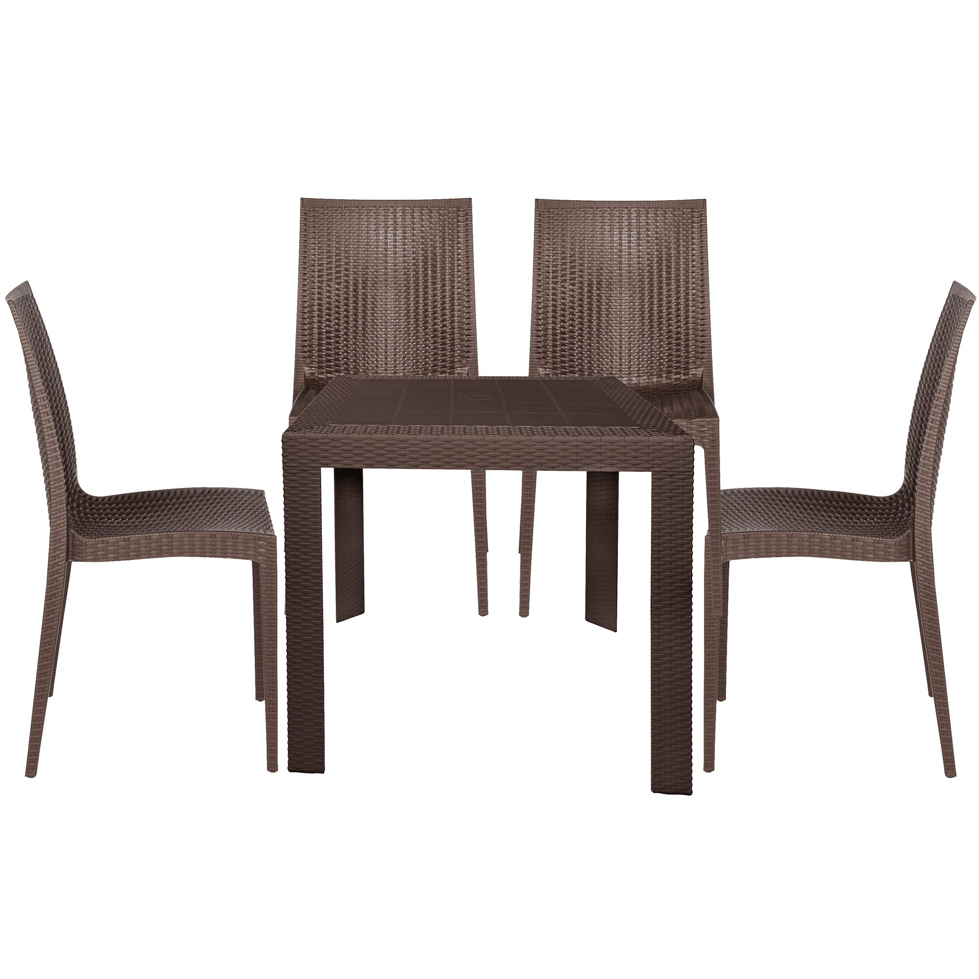 LeisureMod Mace Mid-Century 5-Piece Outdoor Dining Set Stackable Dining ...