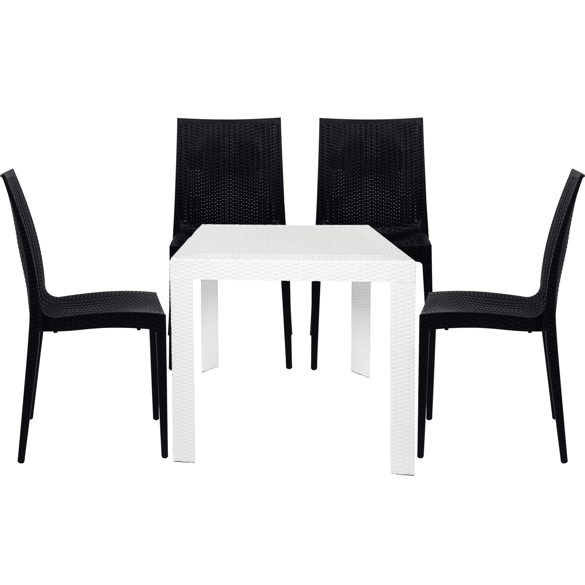 LeisureMod Mace Mid-Century 5-Piece Outdoor Dining Set Stackable Dining ...