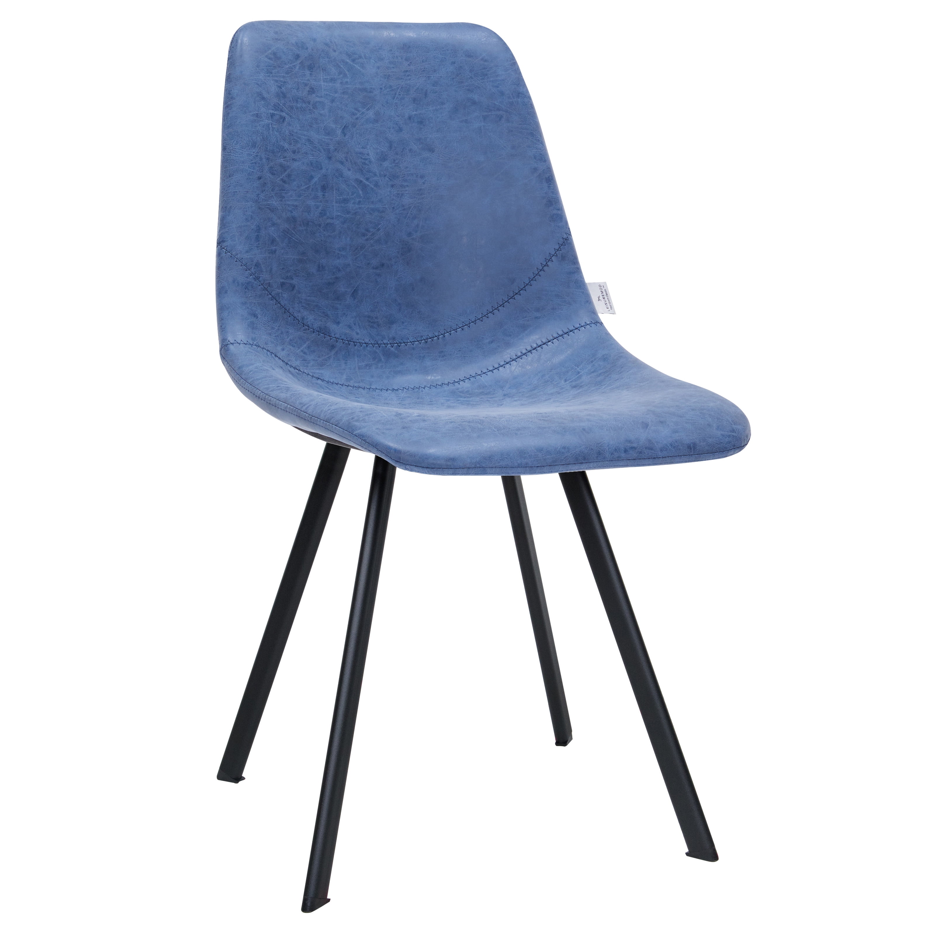 LeisureMod Markley Modern Leather Dining Side Chair With Metal Legs ...