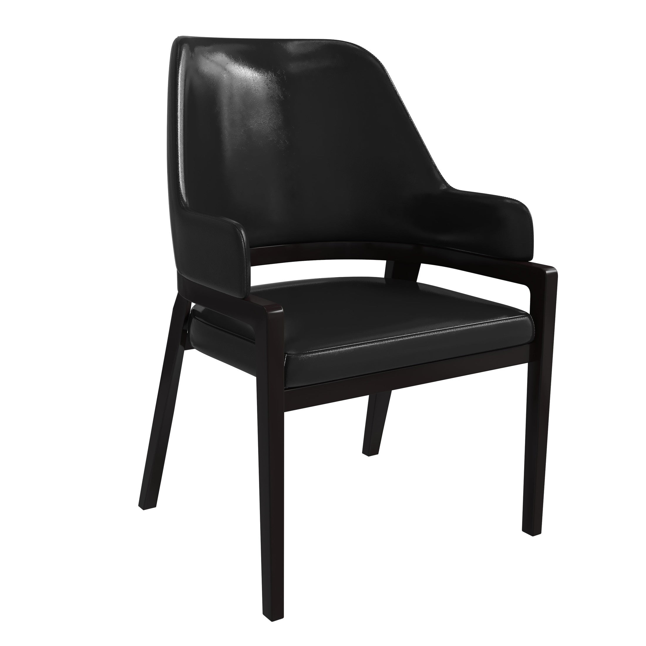 LeisureMod Modern Dining Chair Upholstered in Leather with Curved Open ...