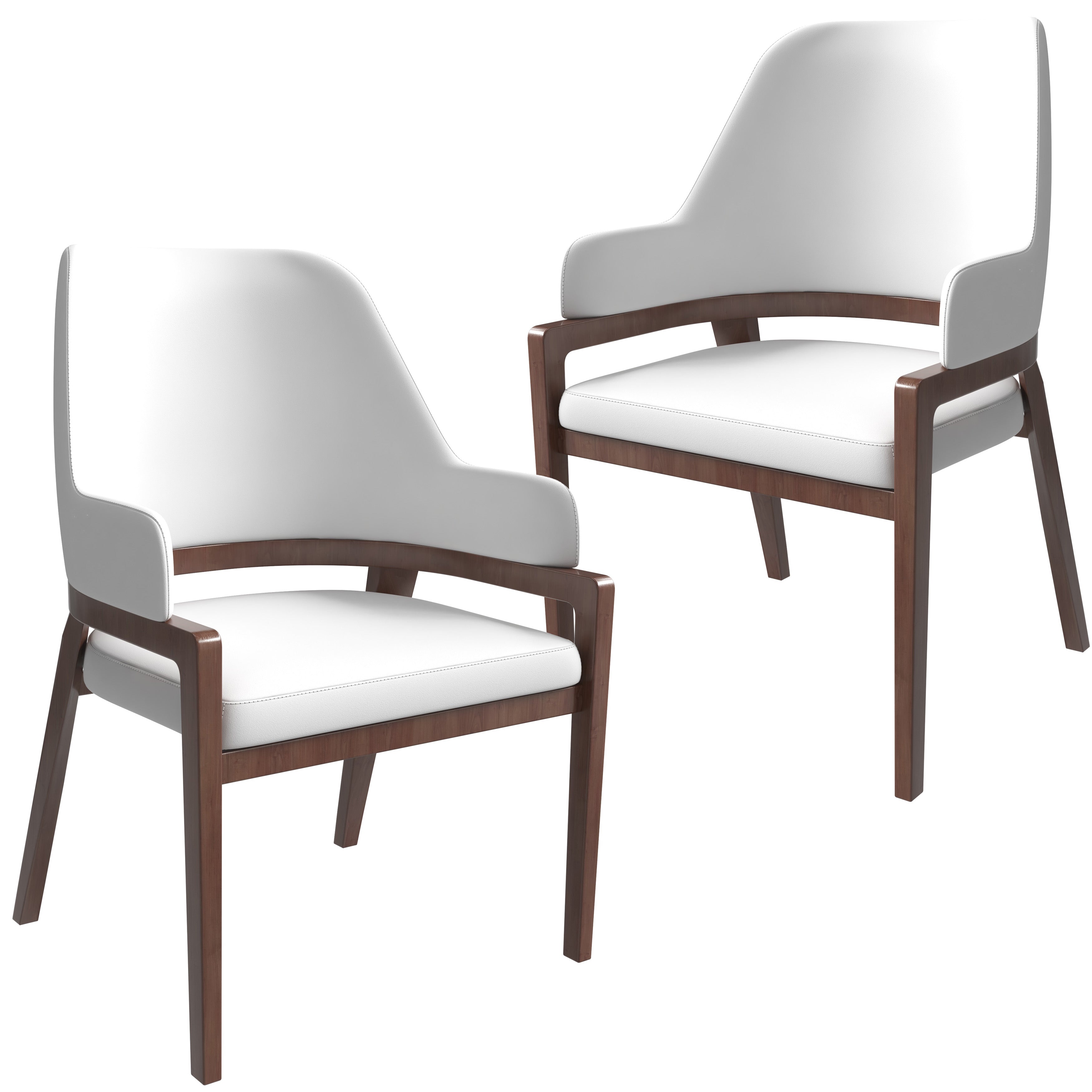 LeisureMod Modern Dining Chair Upholstered in Leather with Curved Open ...