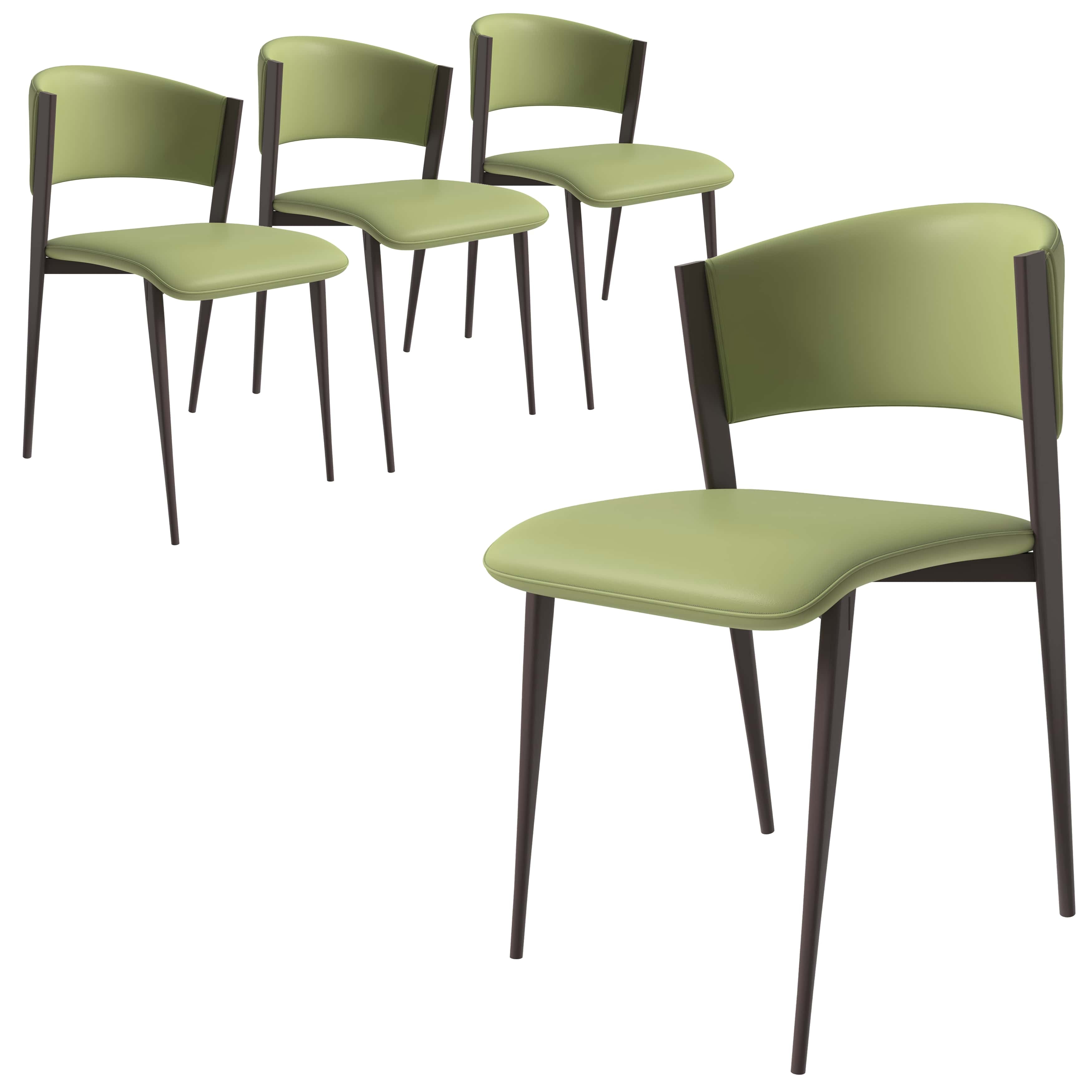 LeisureMod Modern Dining Chair, Upholstered Leather Kitchen Room Chairs ...
