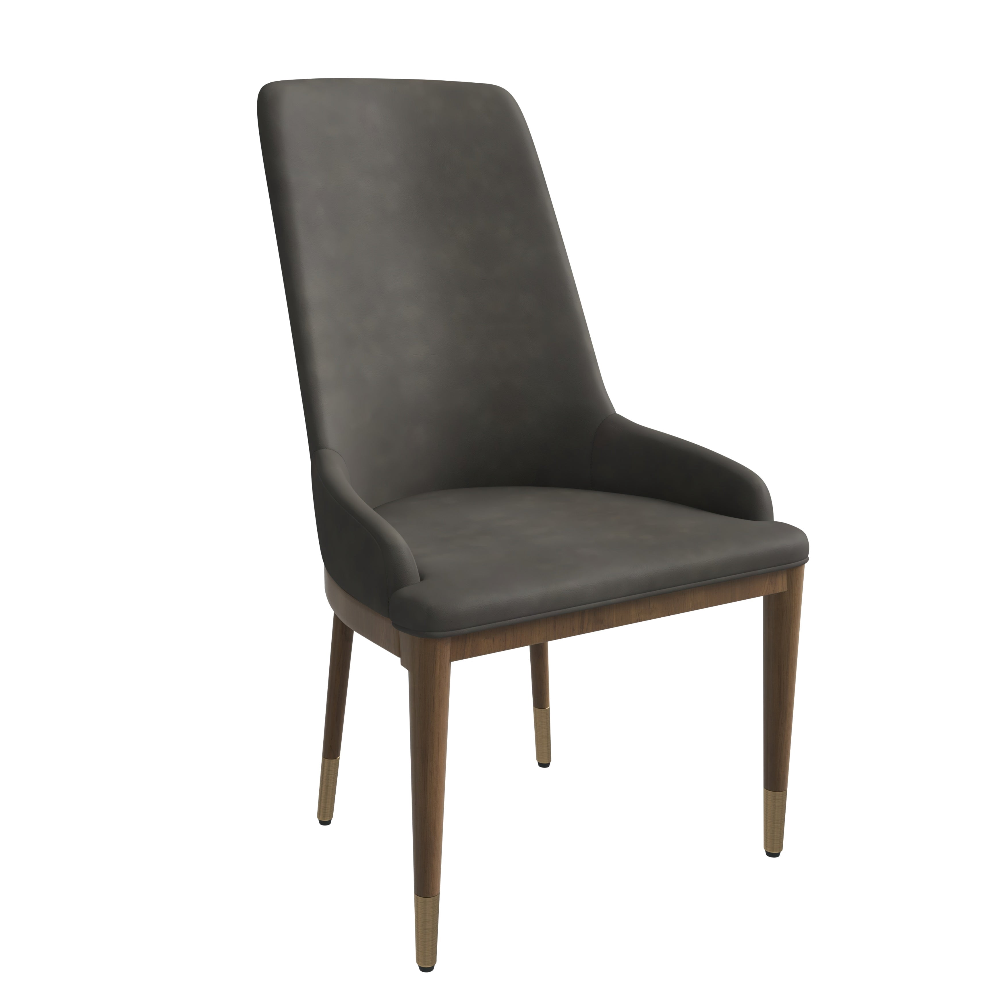 LeisureMod Modern Dining Chair Upholstered in Leather with Brown ...