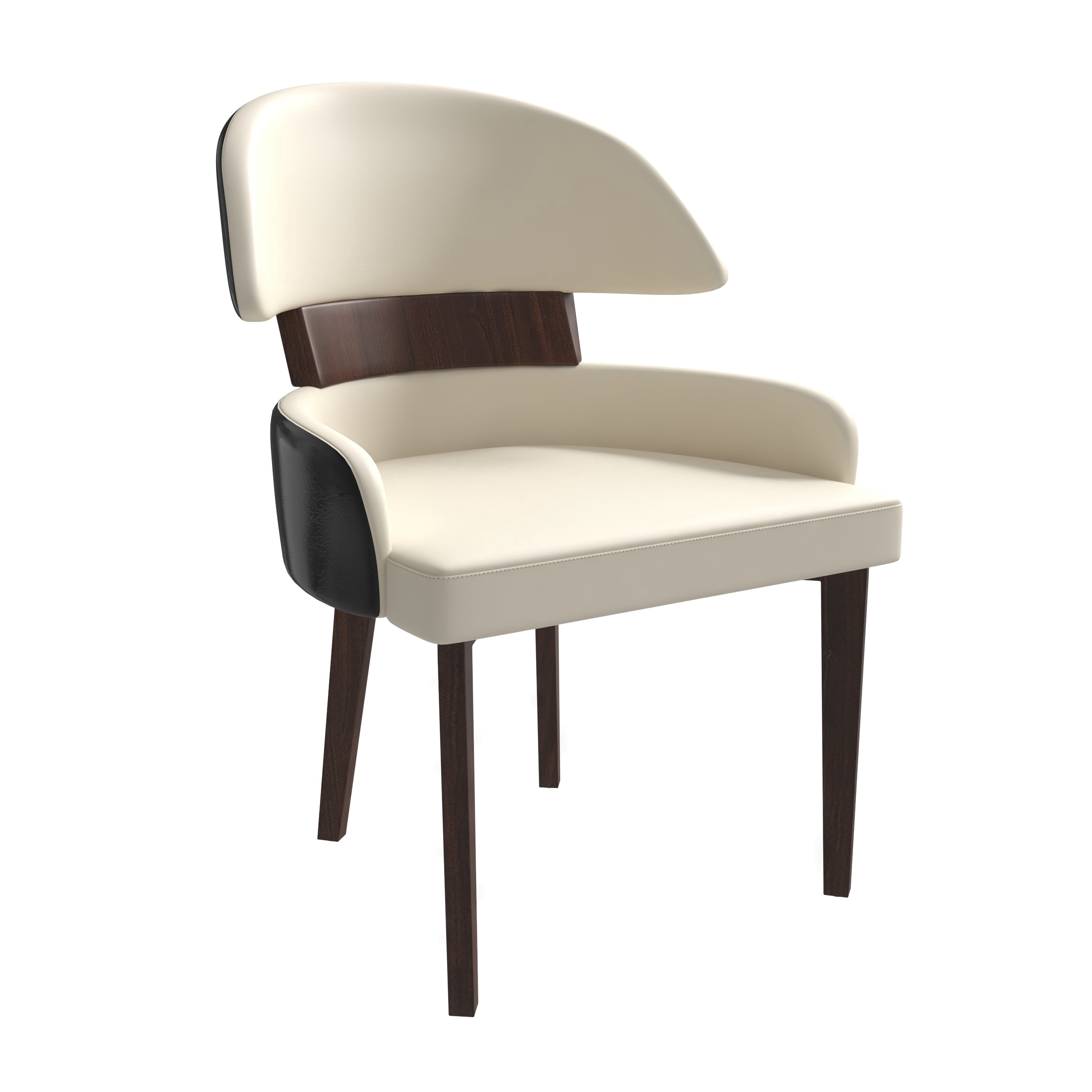 LeisureMod Modern Dining Chairs – Leather Seat with Curved Open Back ...