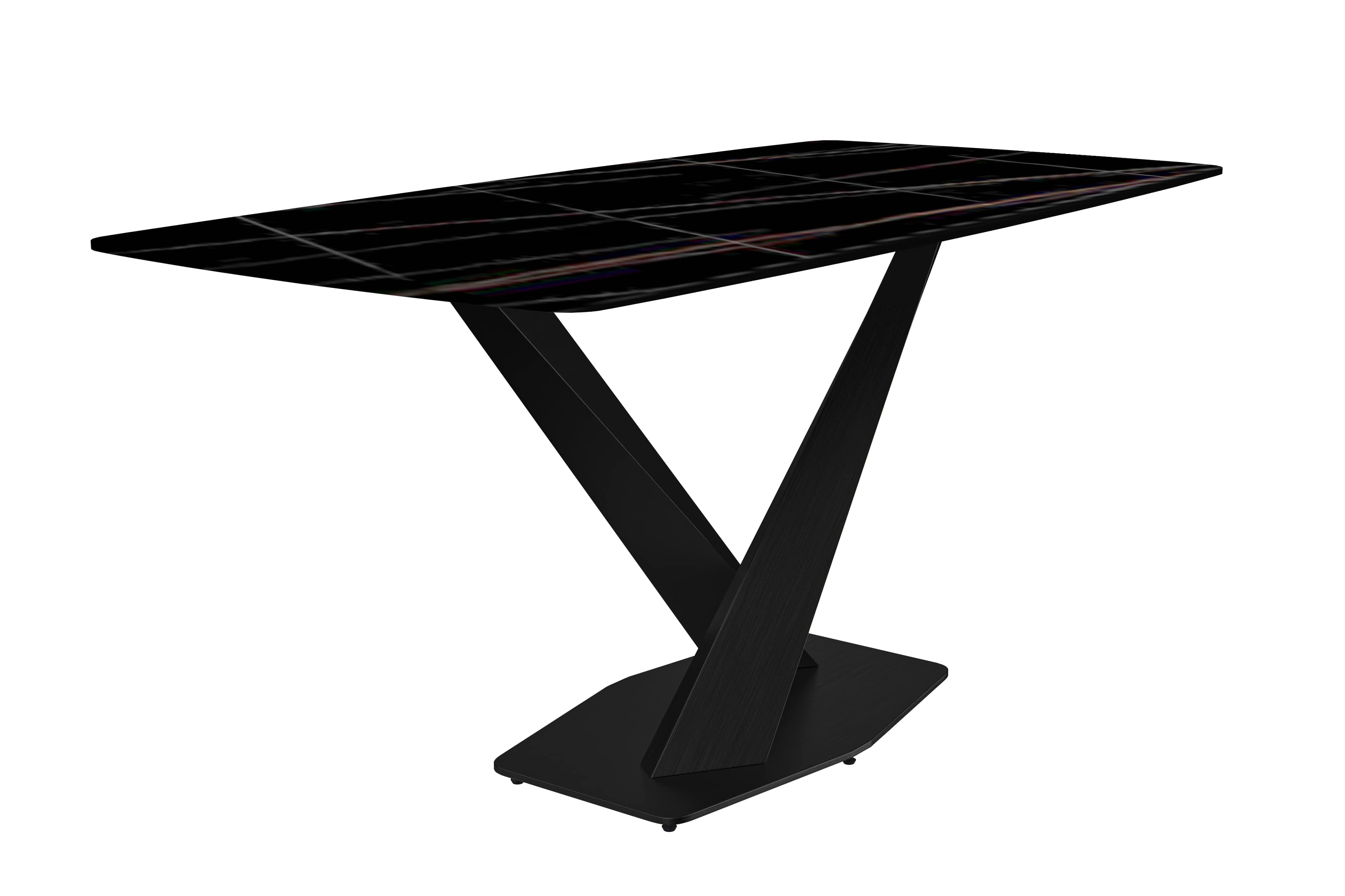 LeisureMod Modern Dining Table Black Base, With 55 Black/Gold Sintered ...