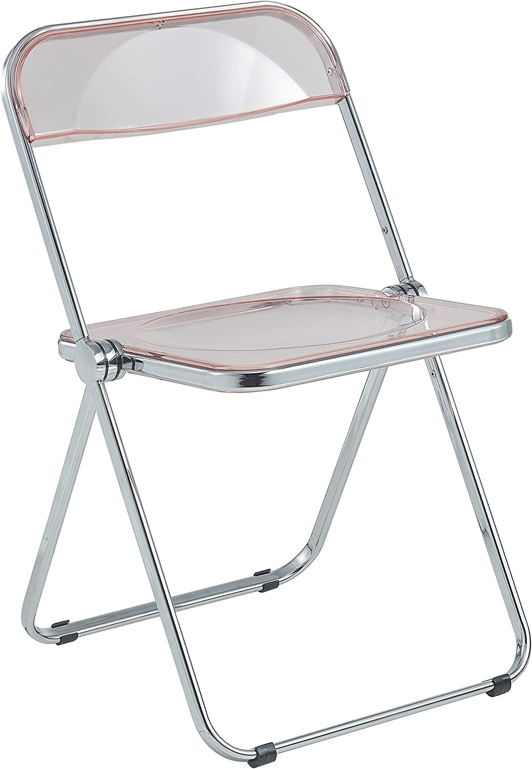 LeisureMod Modern Rose Pink Transparent Acrylic Folding Chair - Space ...