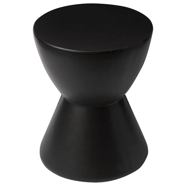 LeisureMod Modern Side Table Hourglass Design with Round Fiberstone and ...