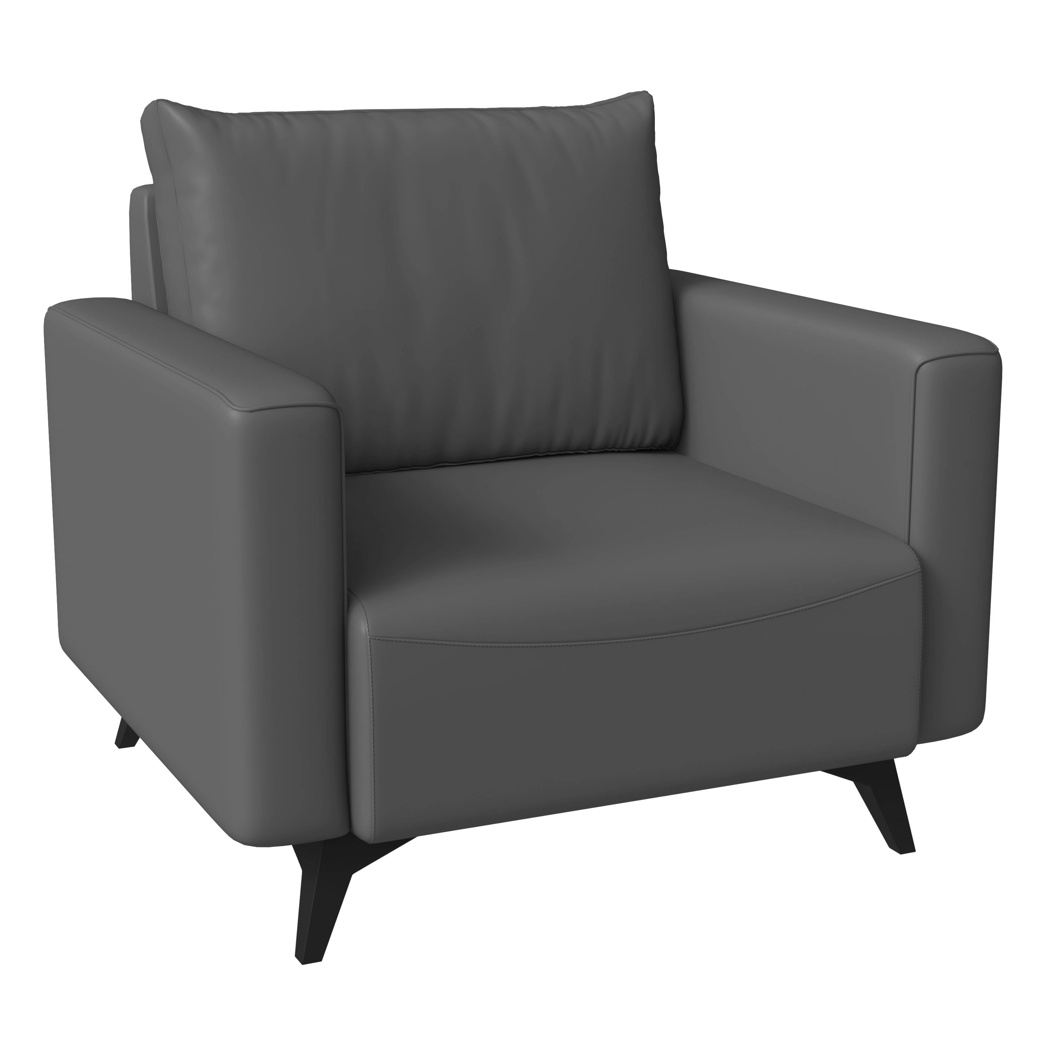 LeisureMod Modern Single-Seater Sofa Upholstered in Vegan Leather with ...