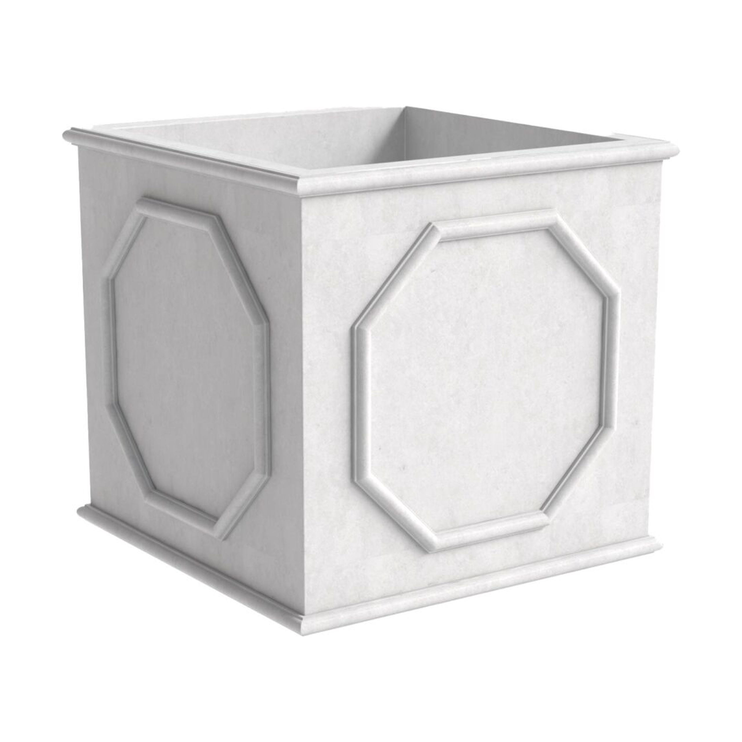LeisureMod Modern Sprout Fiberstone and MgO Clay Square Planter White 7 ...