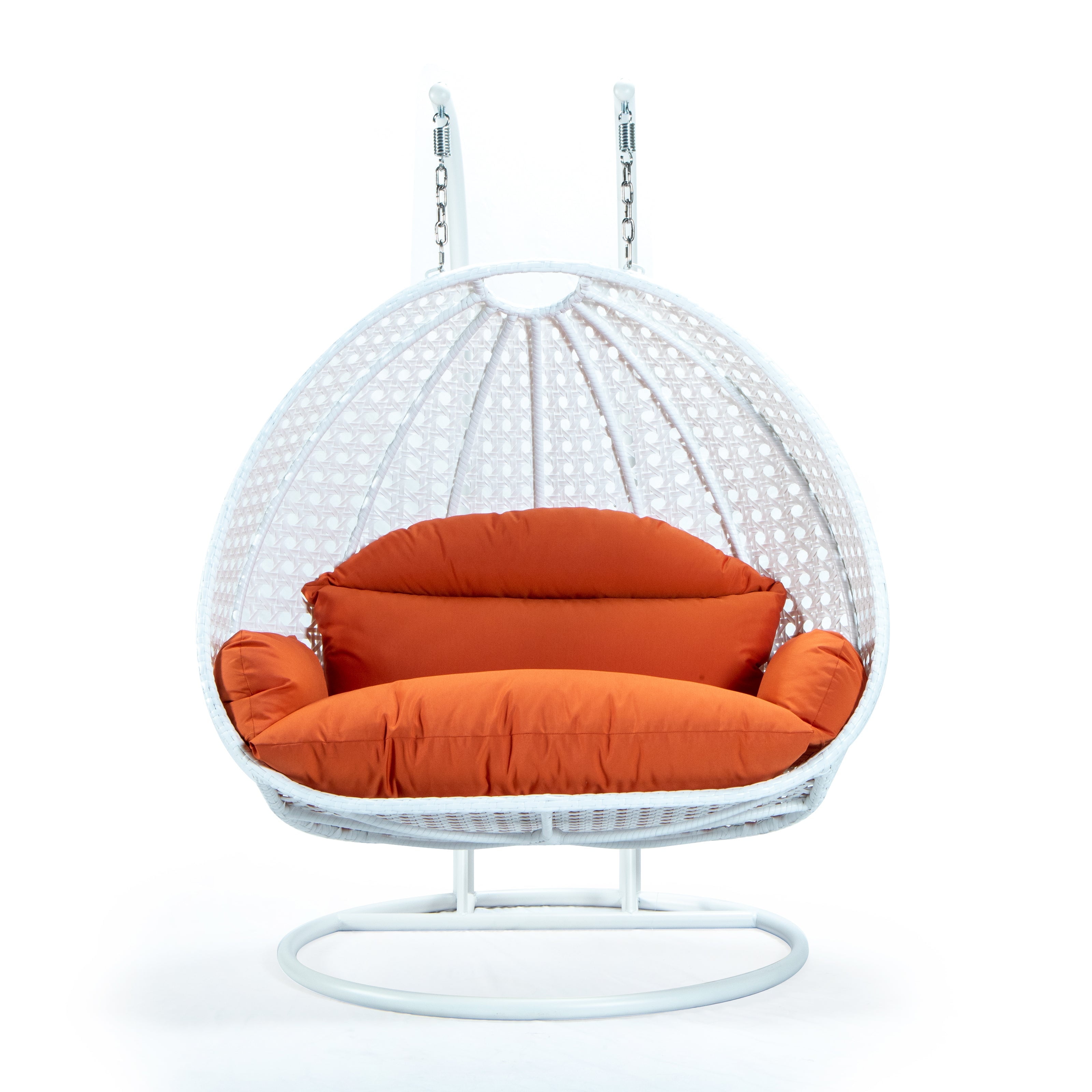 LeisureMod Outdoor Hanging Patio Double Egg Swing Chair with Stand ...