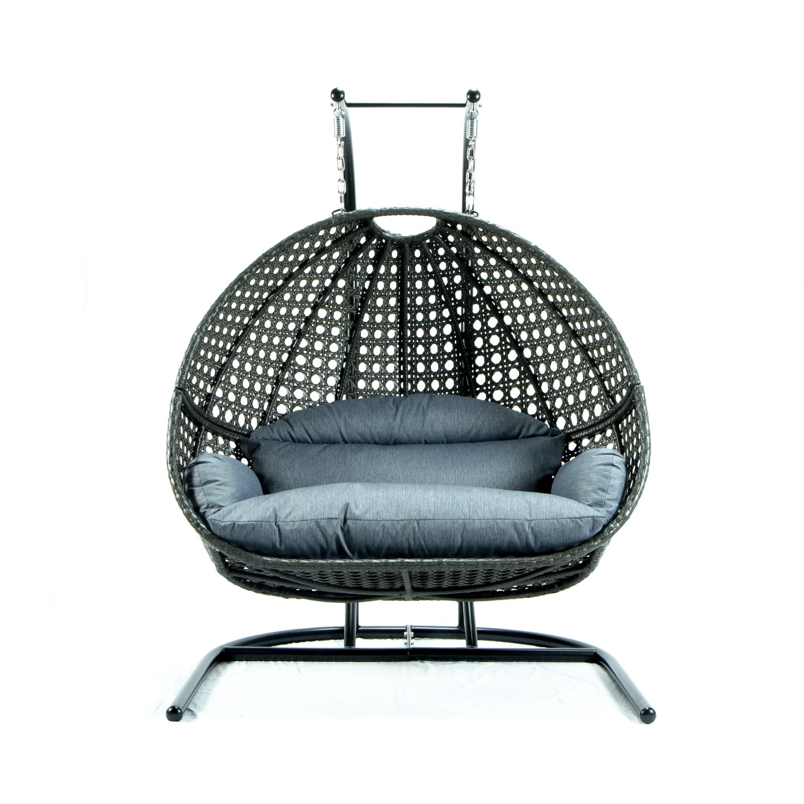 LeisureMod Modern Wicker Double Hanging Egg-Shaped Swing Chair in ...