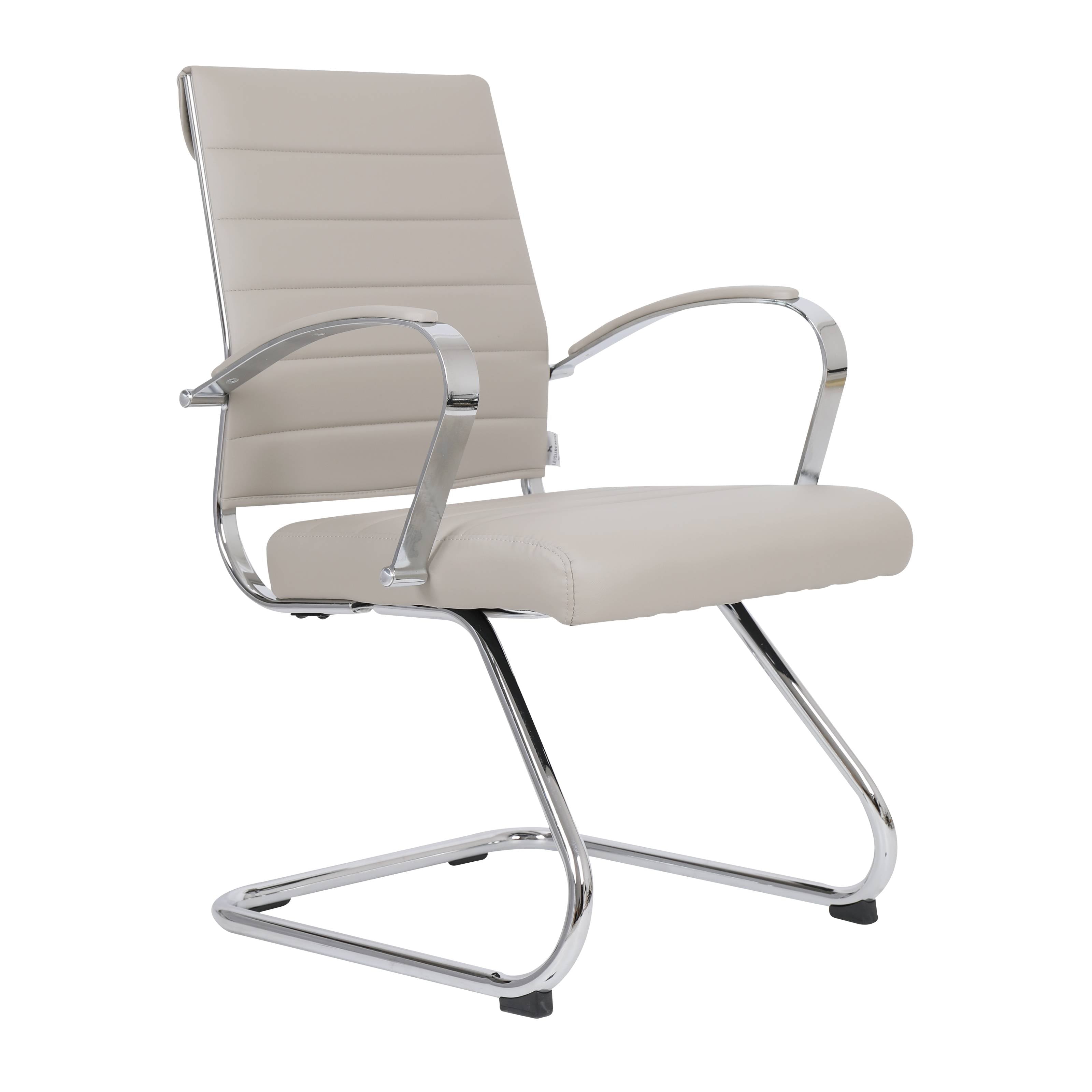 LeisureMod Office Chair Upholstered Leather Computer Chair with Stainless Steel Frame Benmar ...