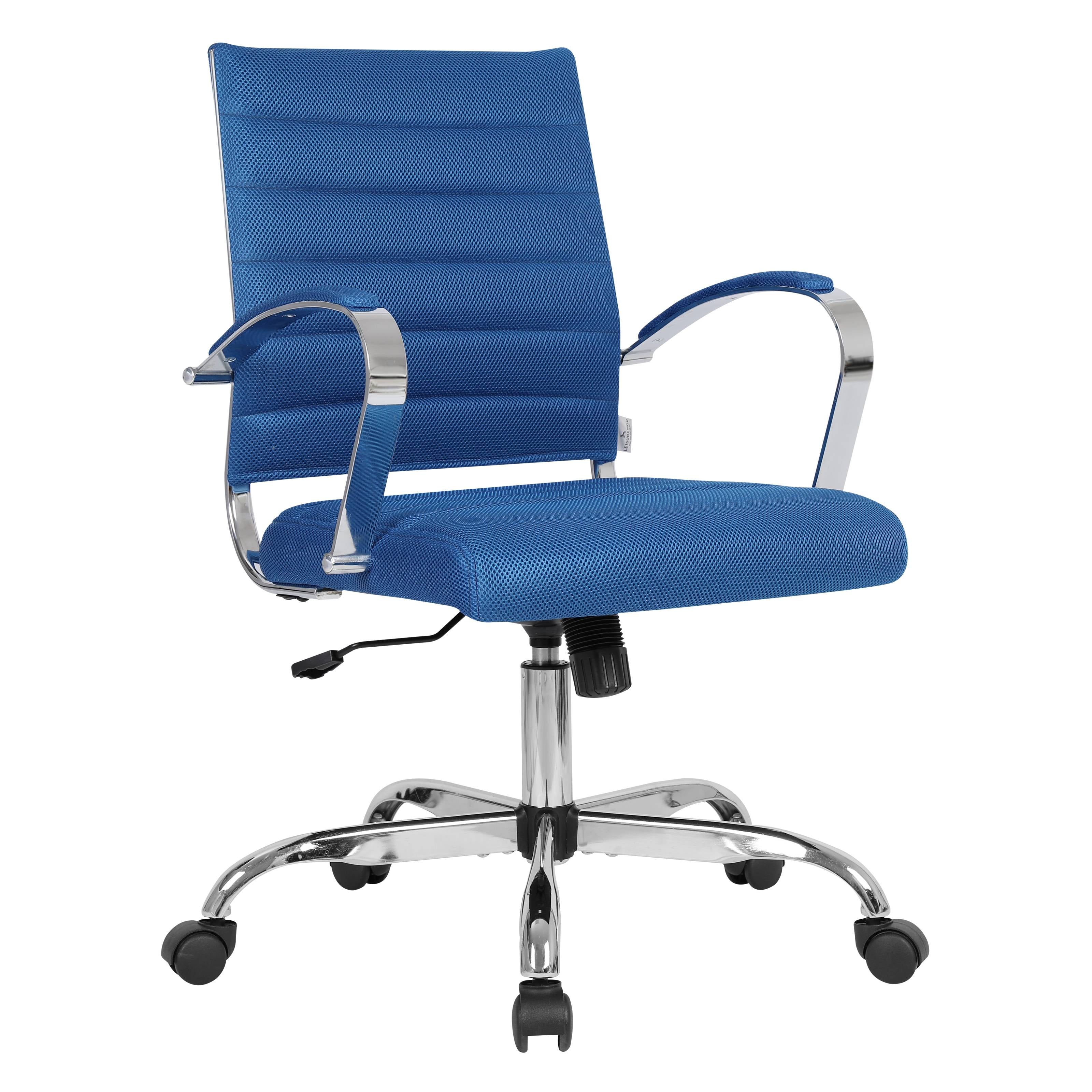 LeisureMod Office Chair Upholstered Mesh Mid-Back Computer Chair with ...