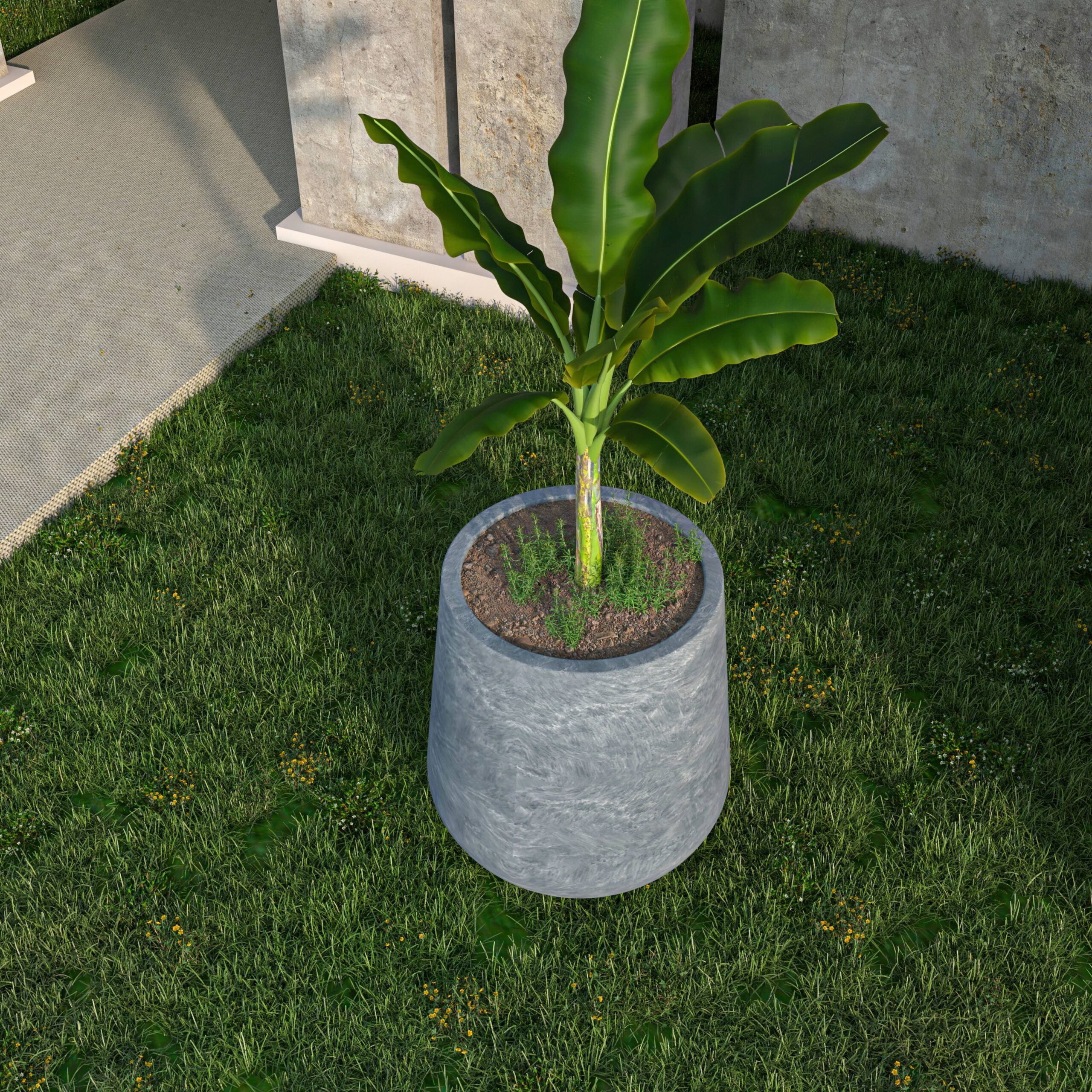 LeisureMod Orchid Mid-Century Modern Fiberstone and Clay Planter ...