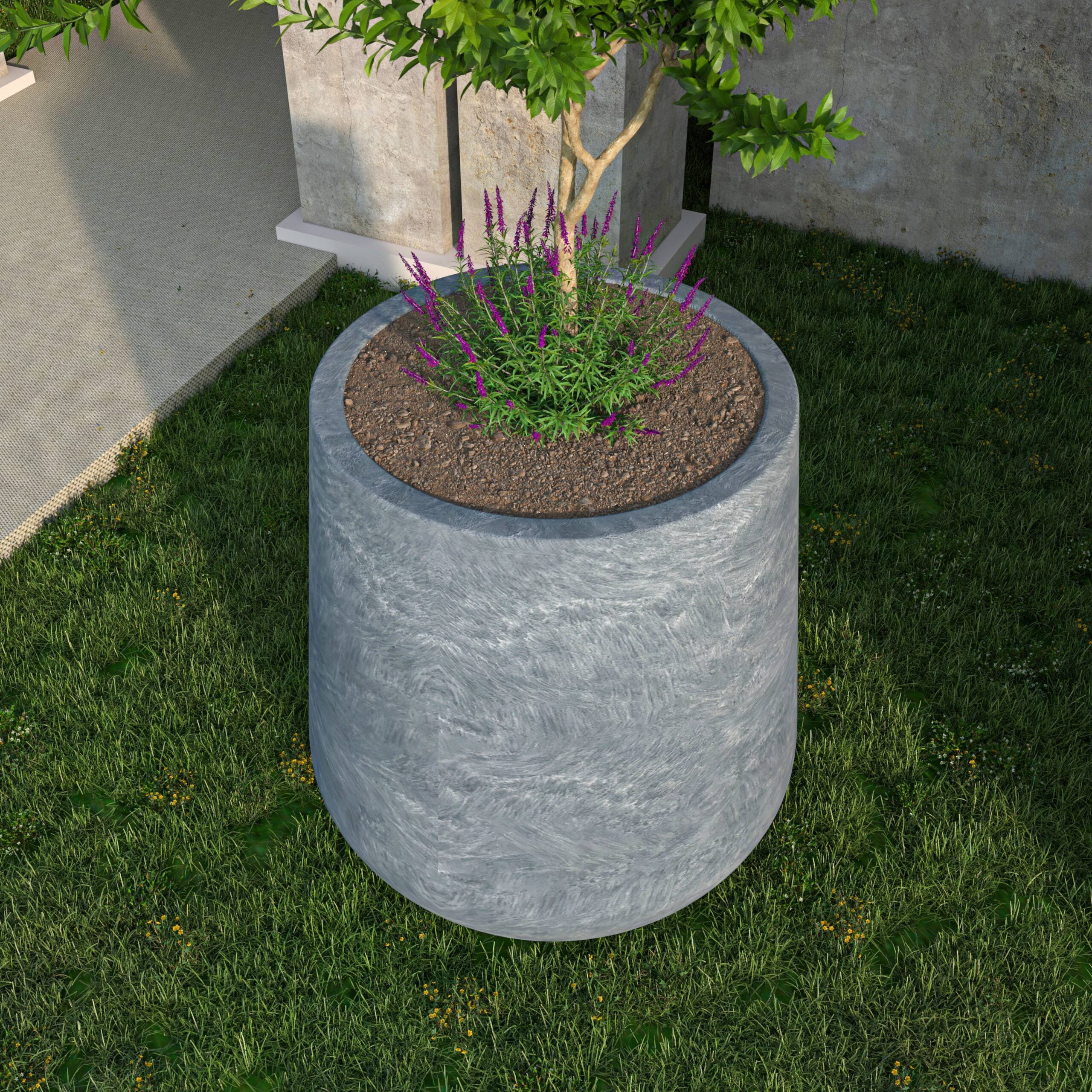 LeisureMod Orchid Mid-Century Modern Fiberstone and Clay Planter ...