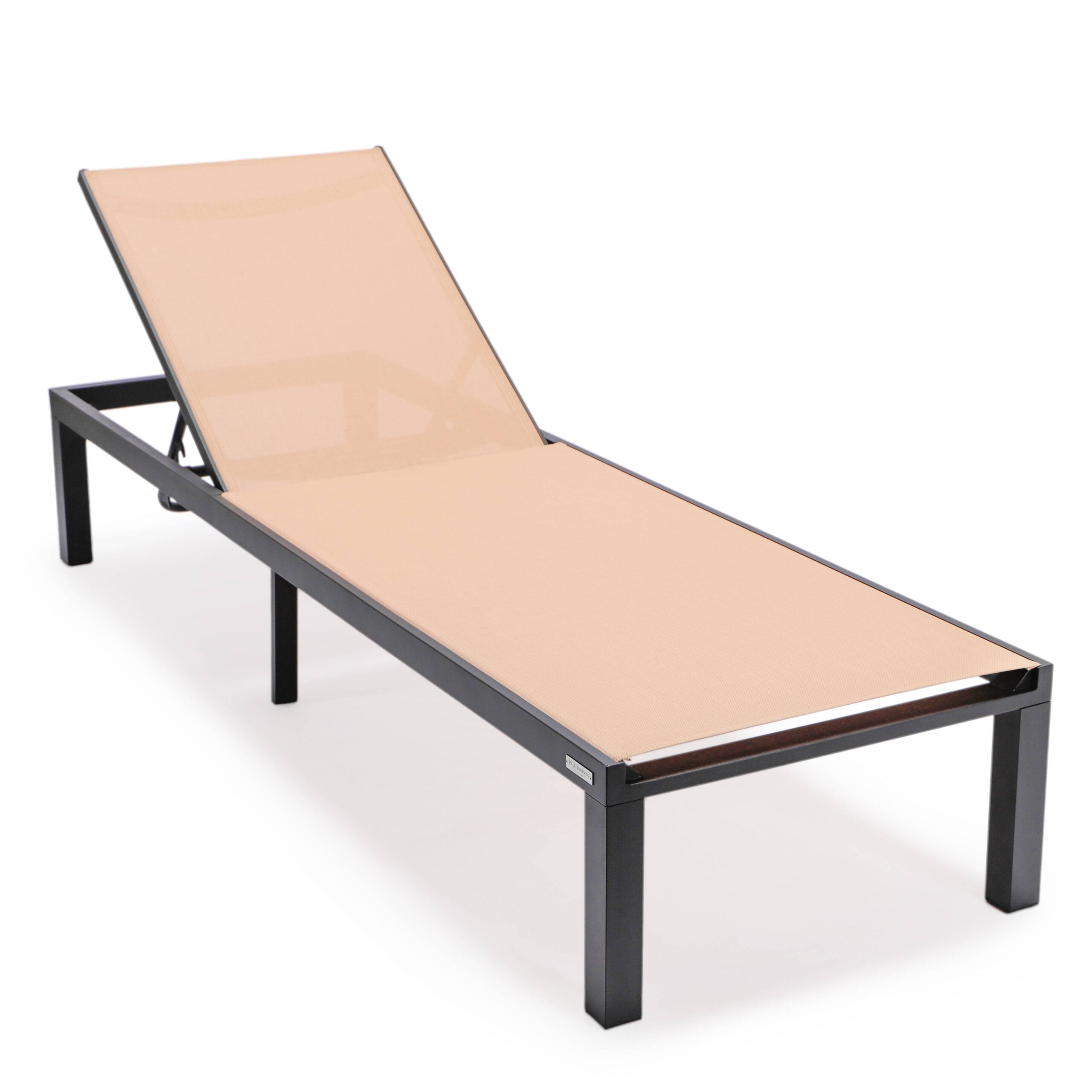 LeisureMod Outdoor Chaise Lounge Chair with Aluminum Frame and Sling ...