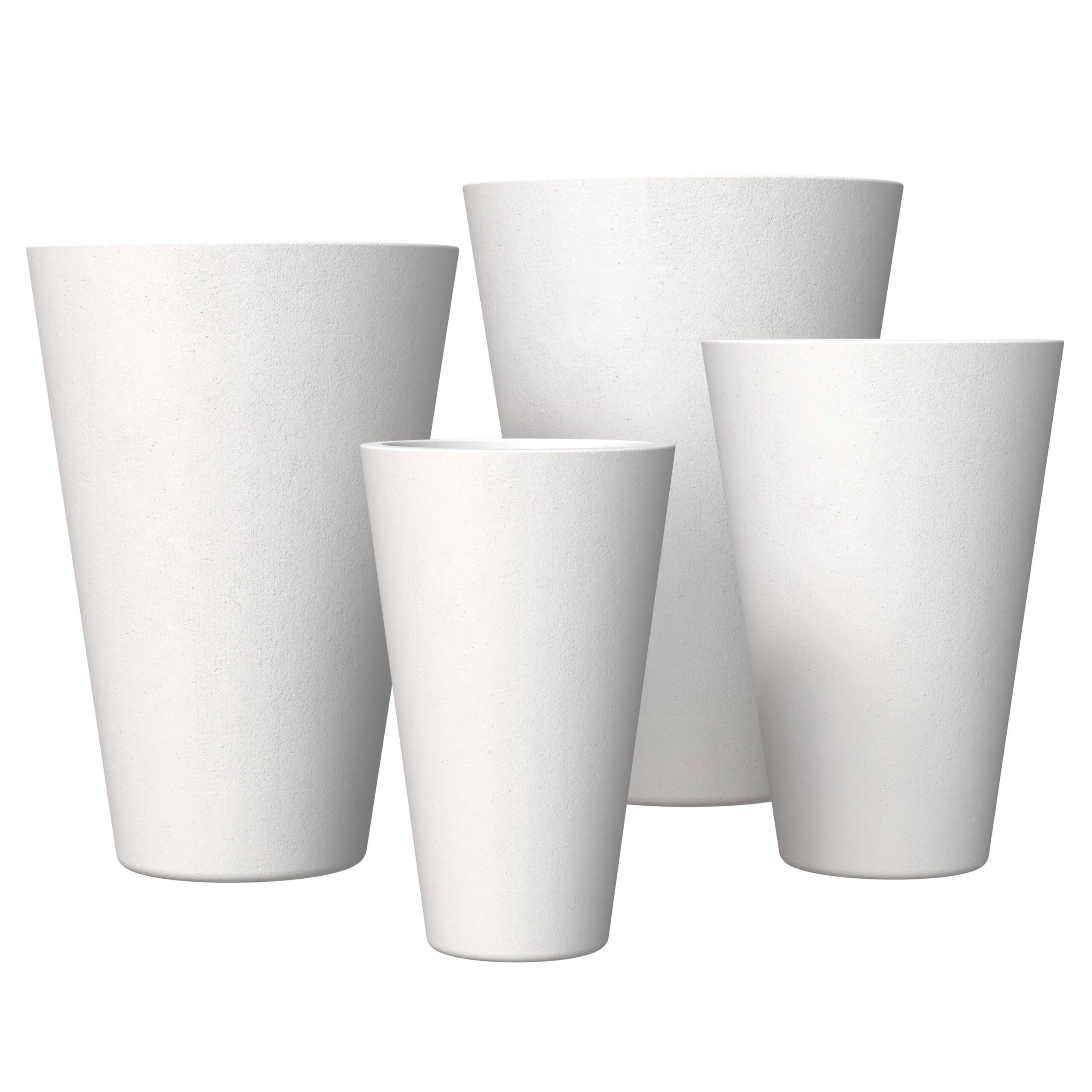 LeisureMod Pebble 4-Piece Fiberstone and MGO Clay Planter Set, Mid ...