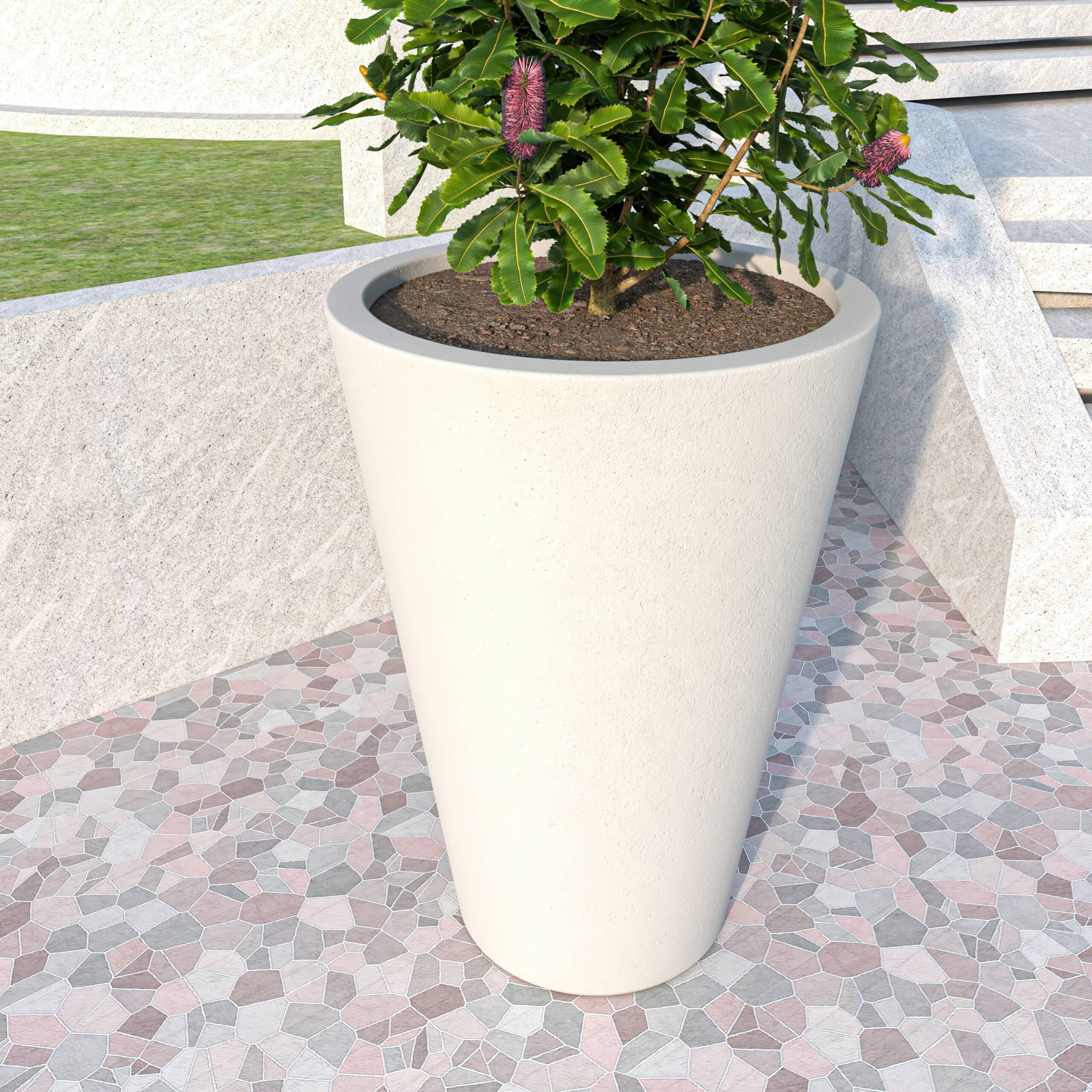 LeisureMod Pebble Fiberstone and MGO Clay Planter, Mid-Century Modern ...