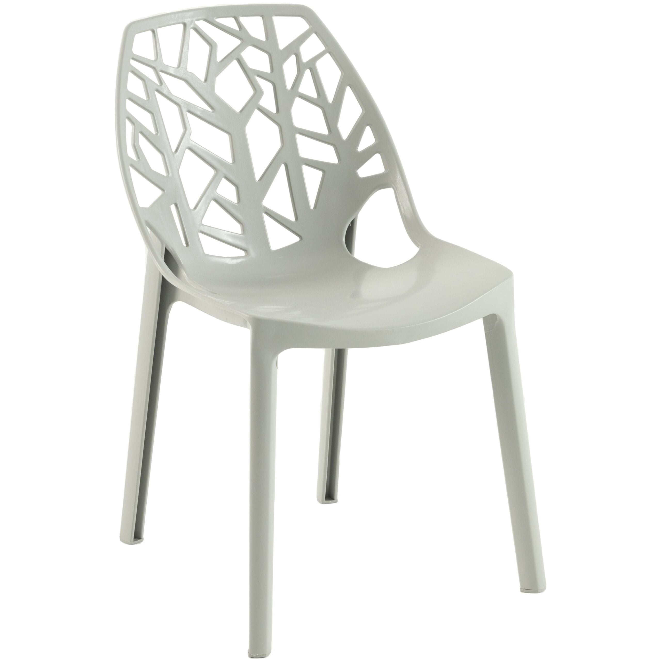 LeisureMod Plastic Dining Chair with Unique Cut-Out Design Stackable ...
