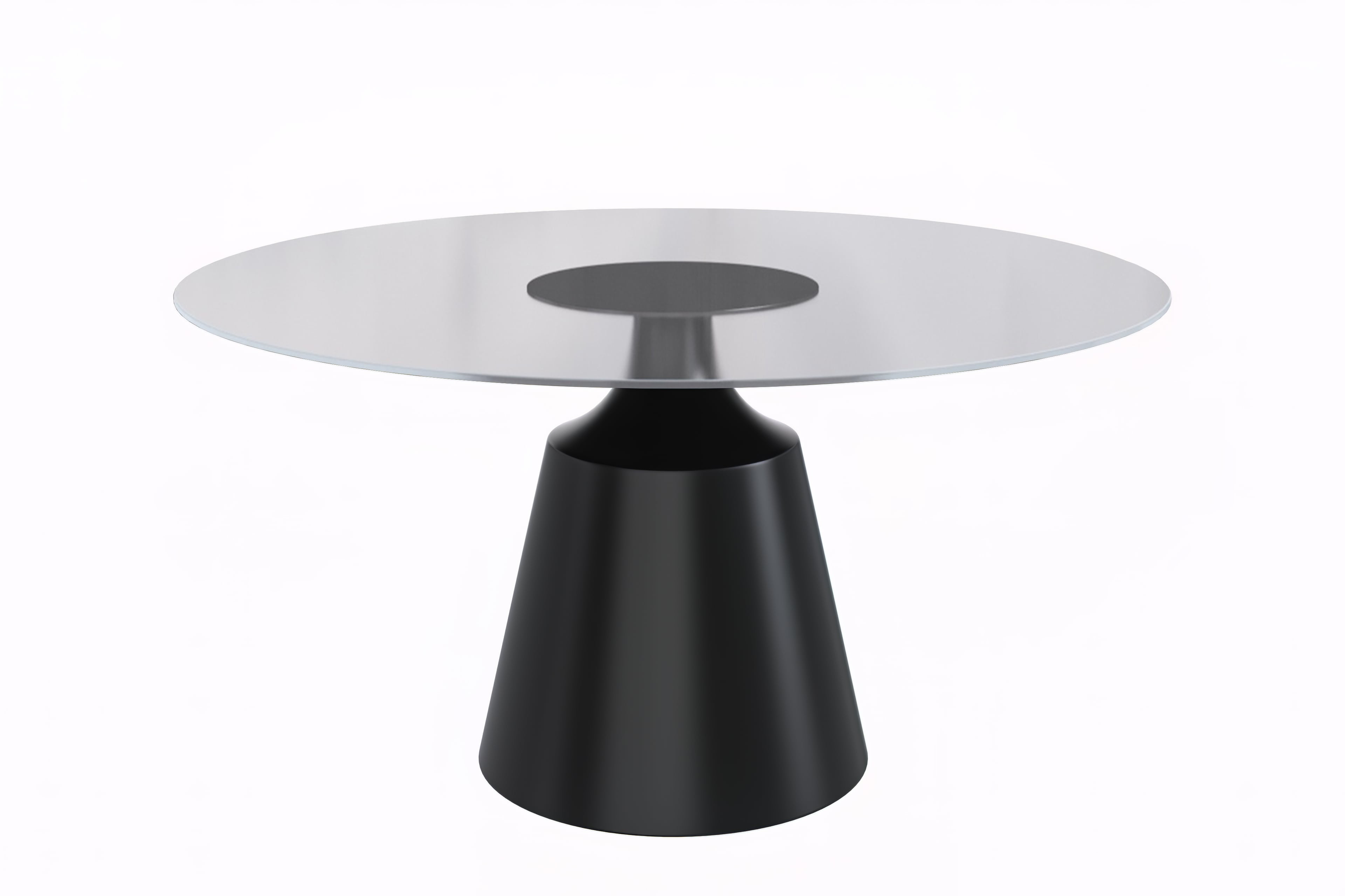 LeisureMod Prynn Mid-Century Modern 71" Round Dining Table with Glass ...