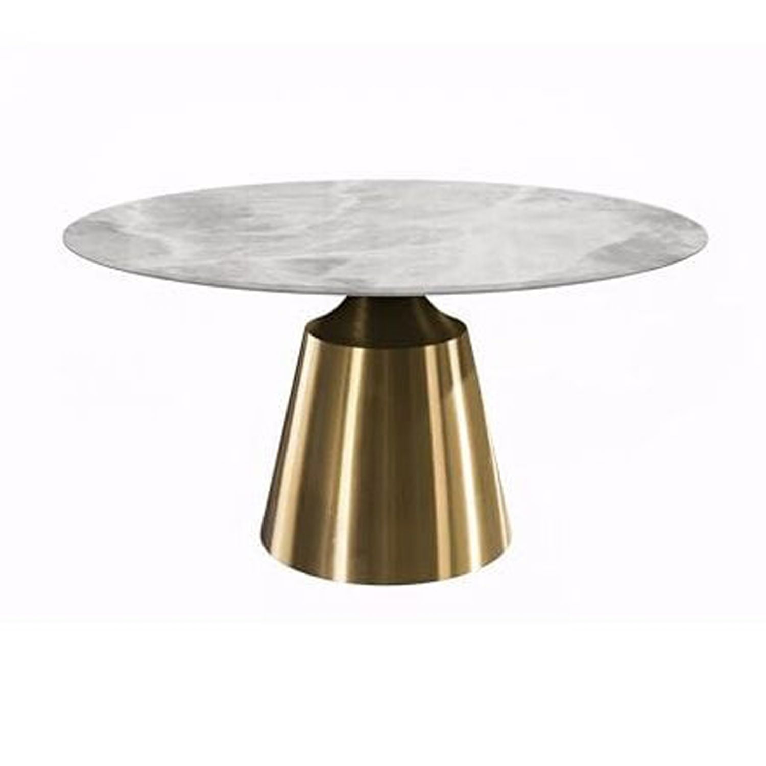 LeisureMod Prynn Series Round Dining Table Gold Base with 60 Round ...