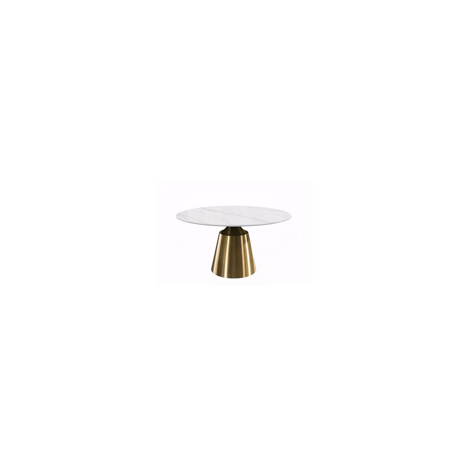 LeisureMod Prynn Series Round Dining Table Gold Base with 60 Round ...