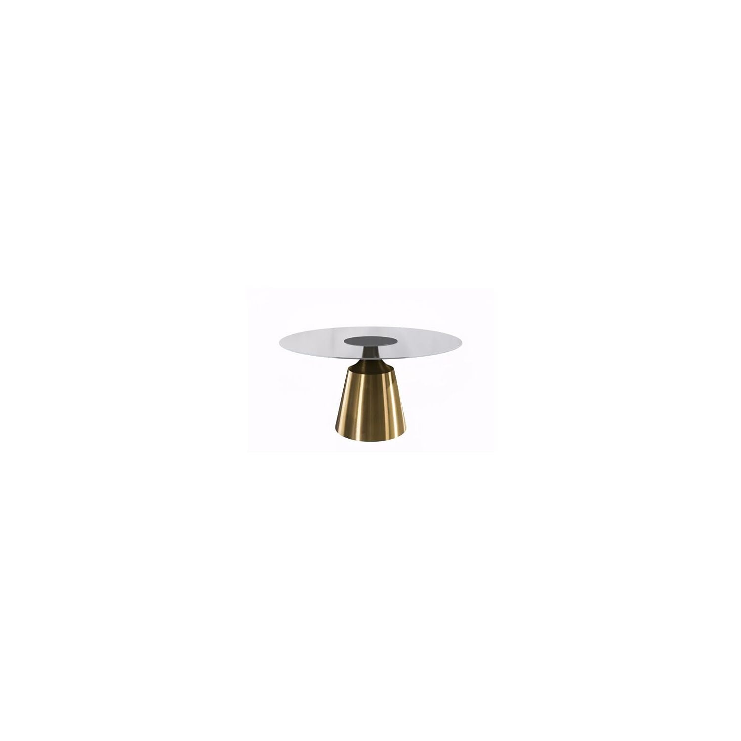 LeisureMod Prynn Series Round Dining Table Gold Base with 71 Round ...