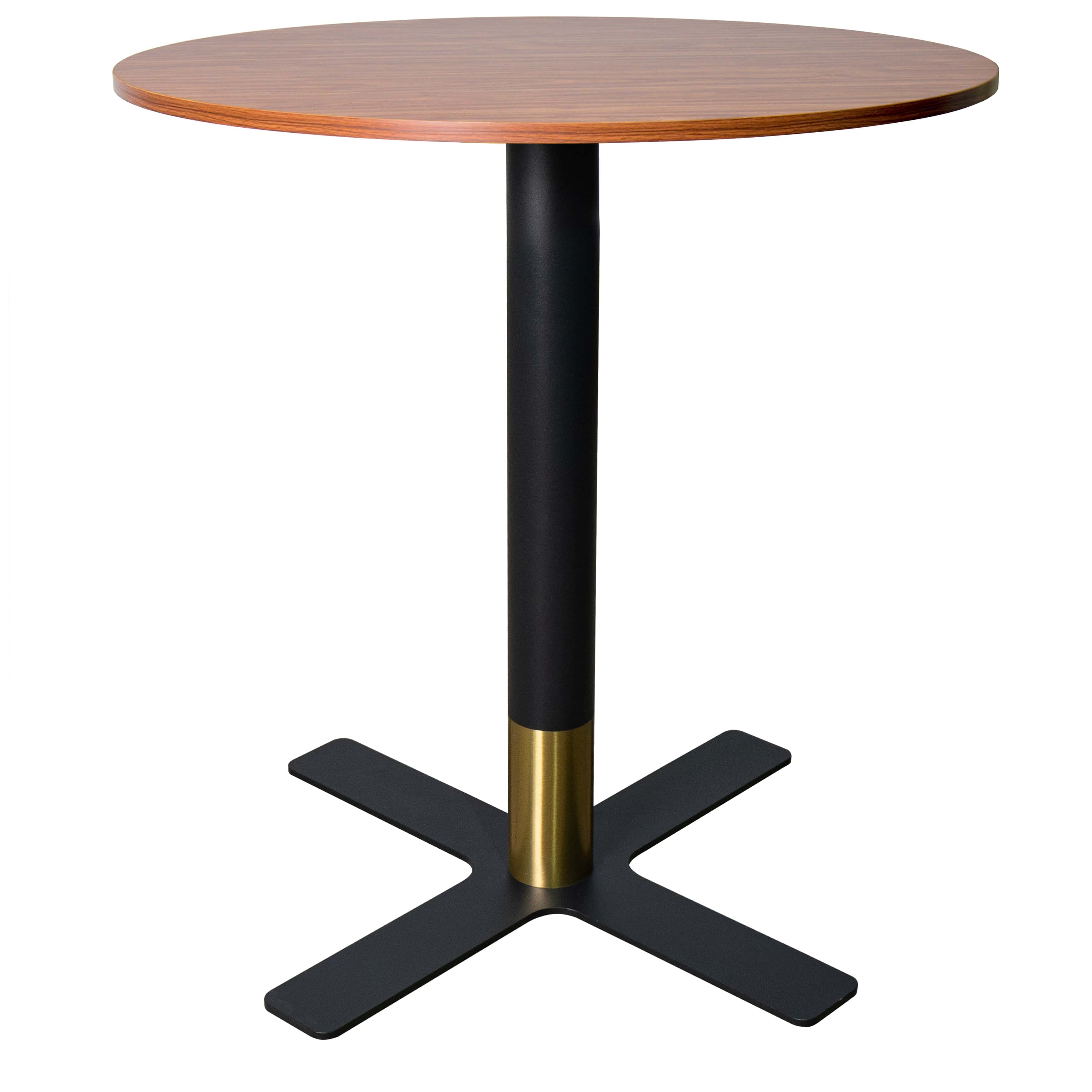 LeisureMod Round Dining Table with MDF Top and Powder-Coated X-Shaped ...