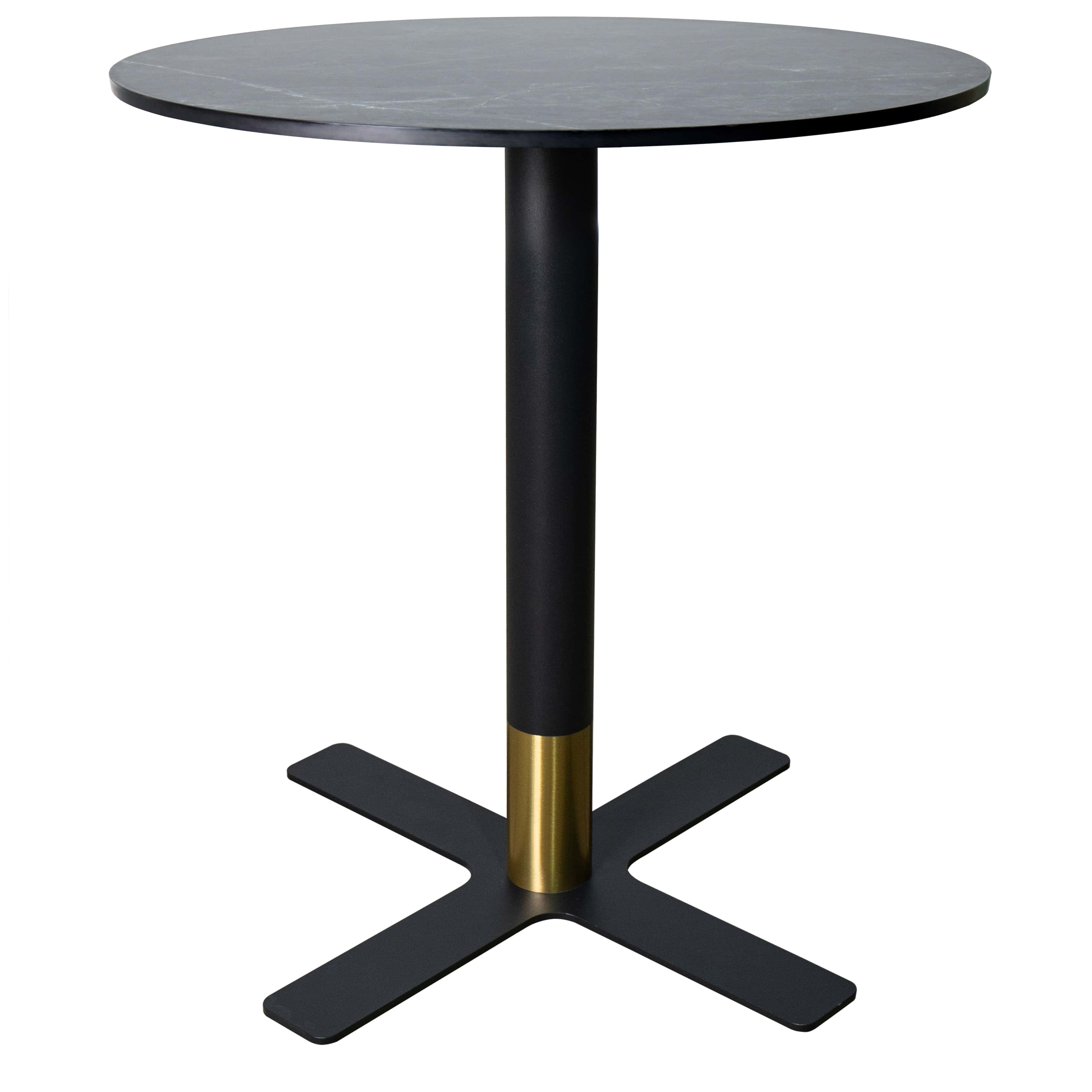 LeisureMod Round Dining Table with MDF Top and Powder-Coated X-Shaped ...