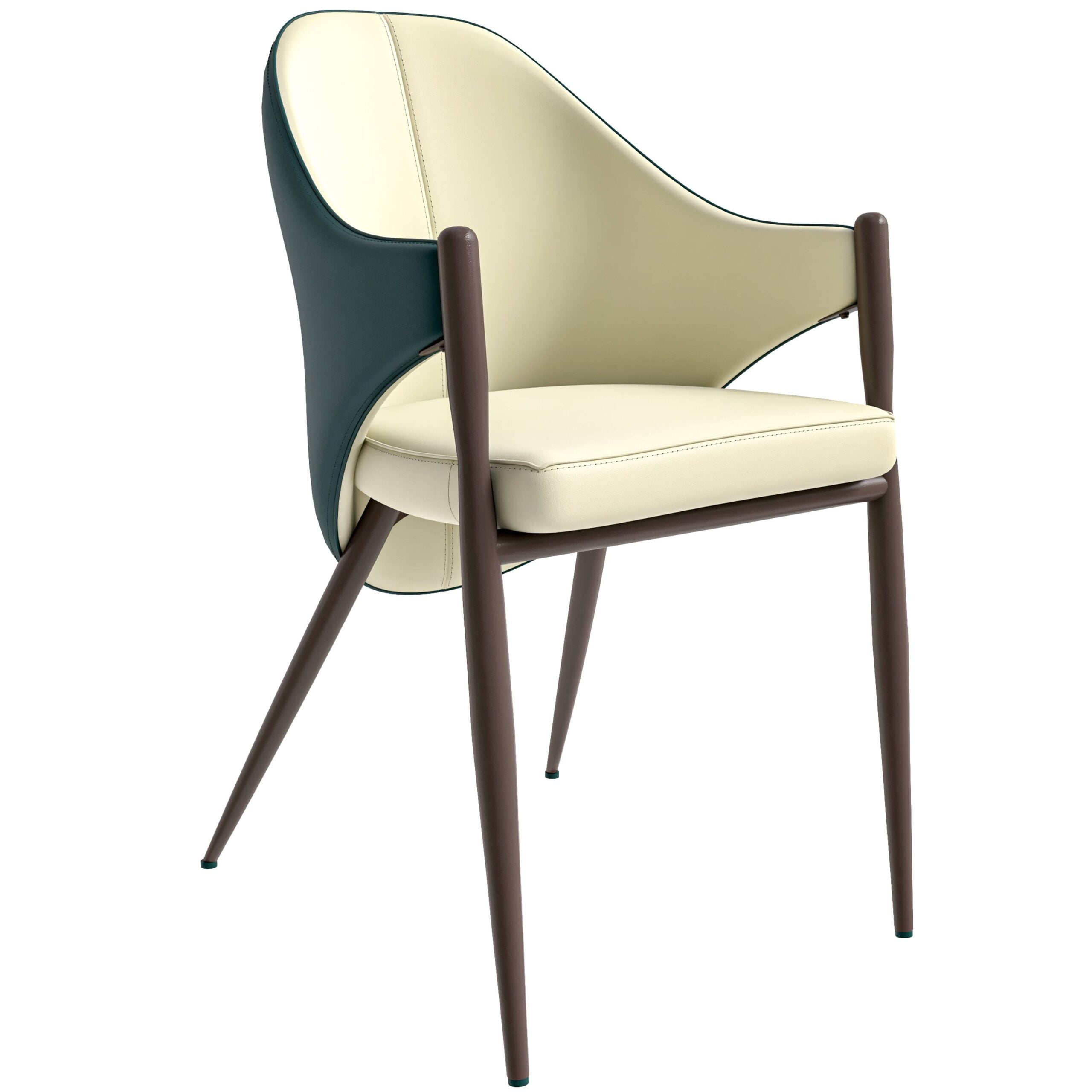 Leisuremod Sante Collection Modern Dining Chair in Cream/Green ...