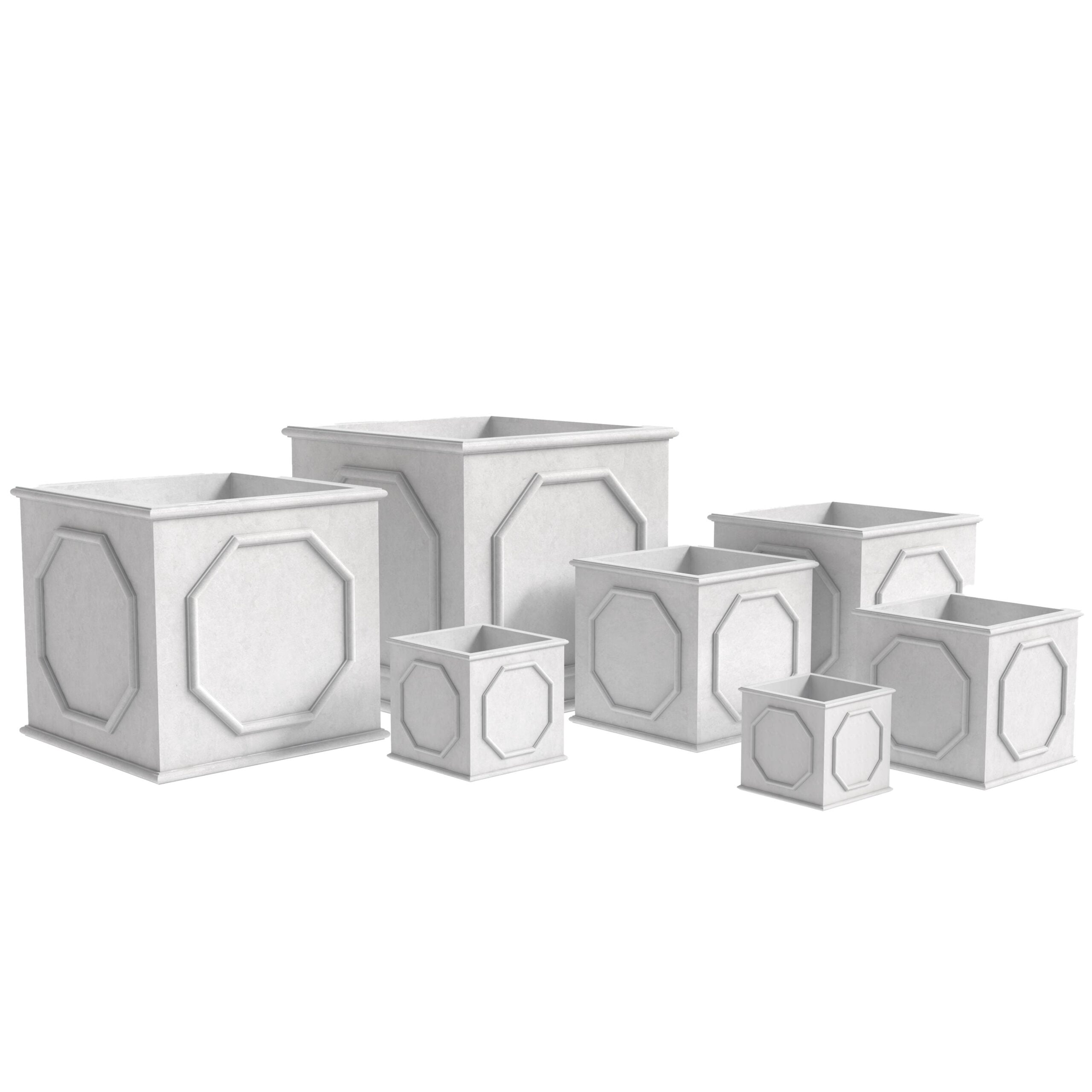 LeisureMod Sprout 7-Piece Fiberstone and MGO Clay Planter Set, Mid ...