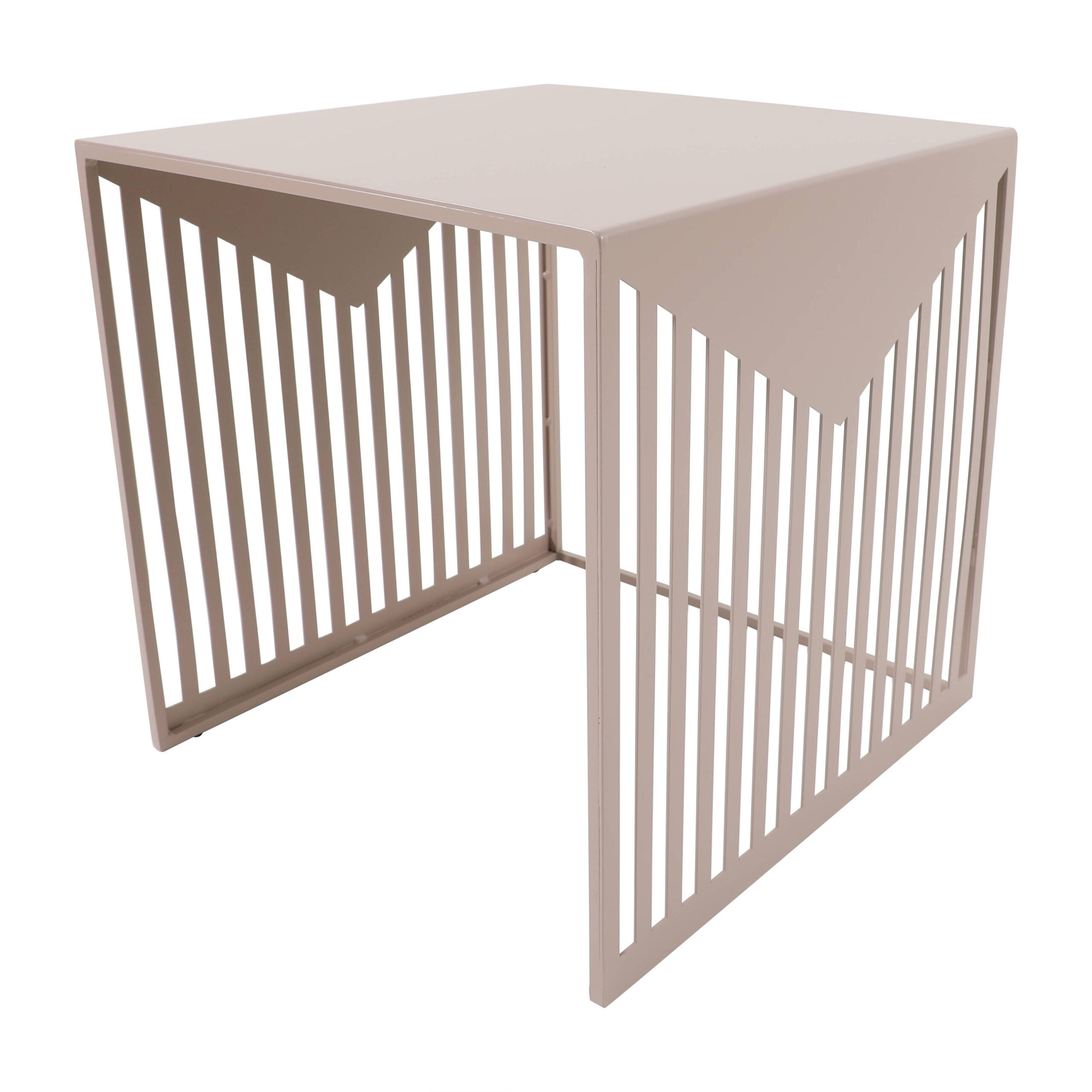 LeisureMod Square Side Table in Powder-Coated Stainless Steel with Open ...