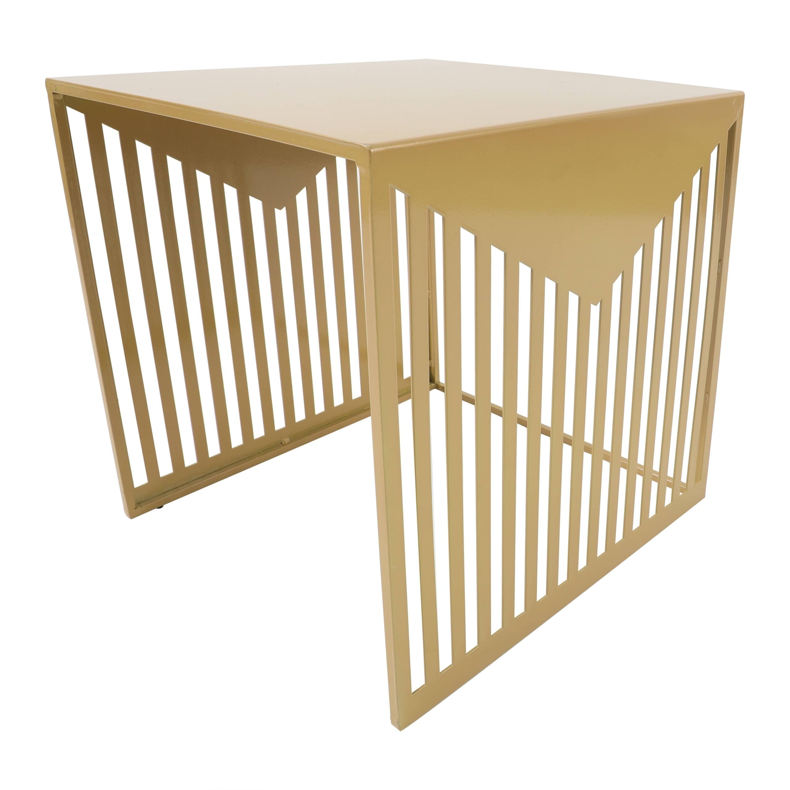 LeisureMod Square Side Table in Powder-Coated Stainless Steel with Open ...