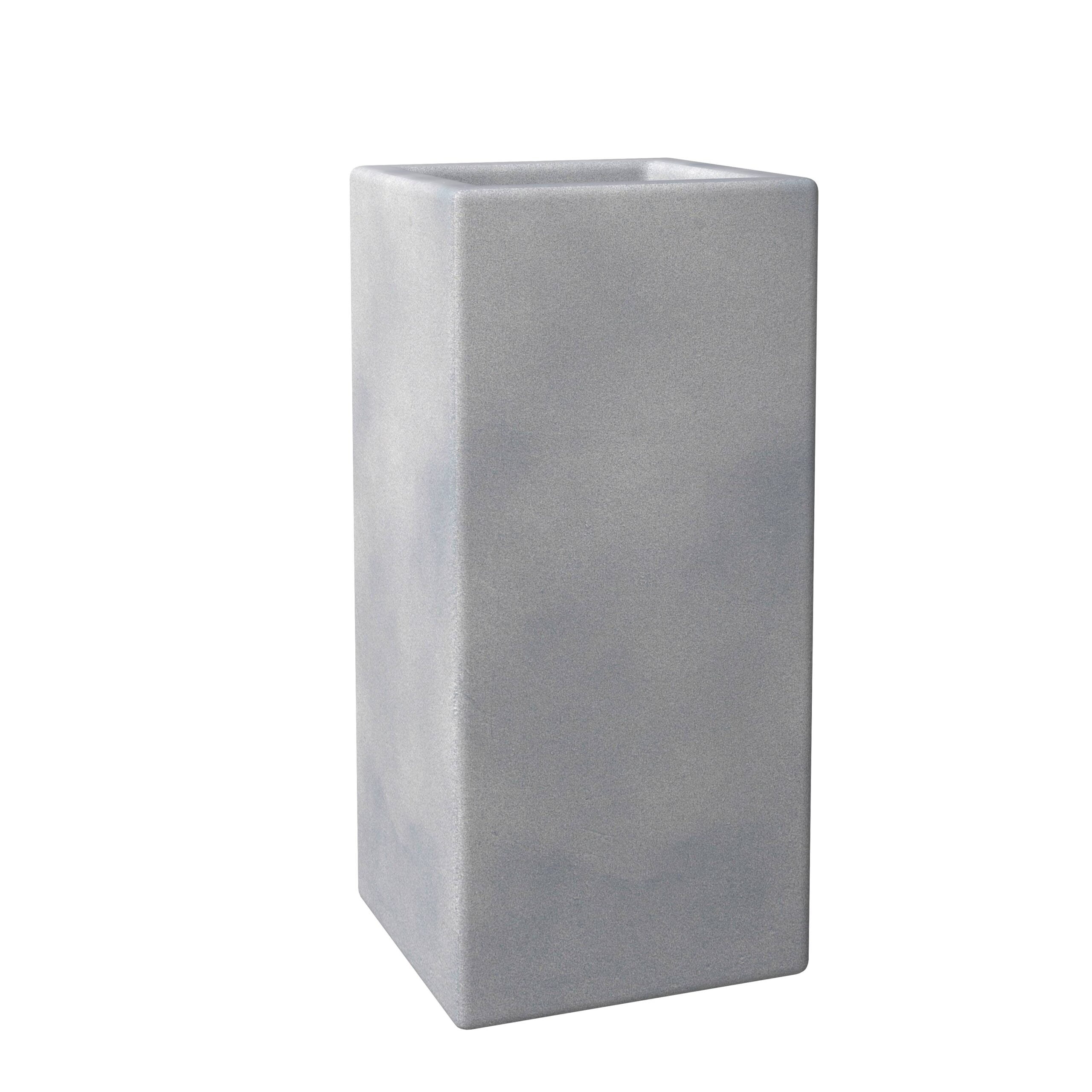 LeisureMod Terra Fiberstone and MGO Clay Tall Square Planter Gray 24 ...
