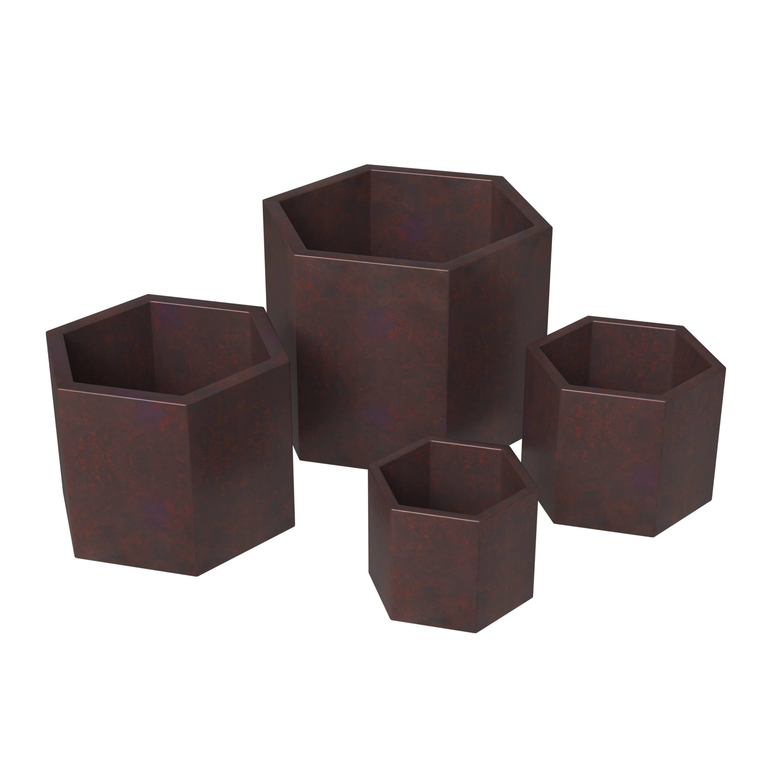 LeisureMod Thicket Modern 4-Piece Fiberstone Planter - Hexagon Design ...