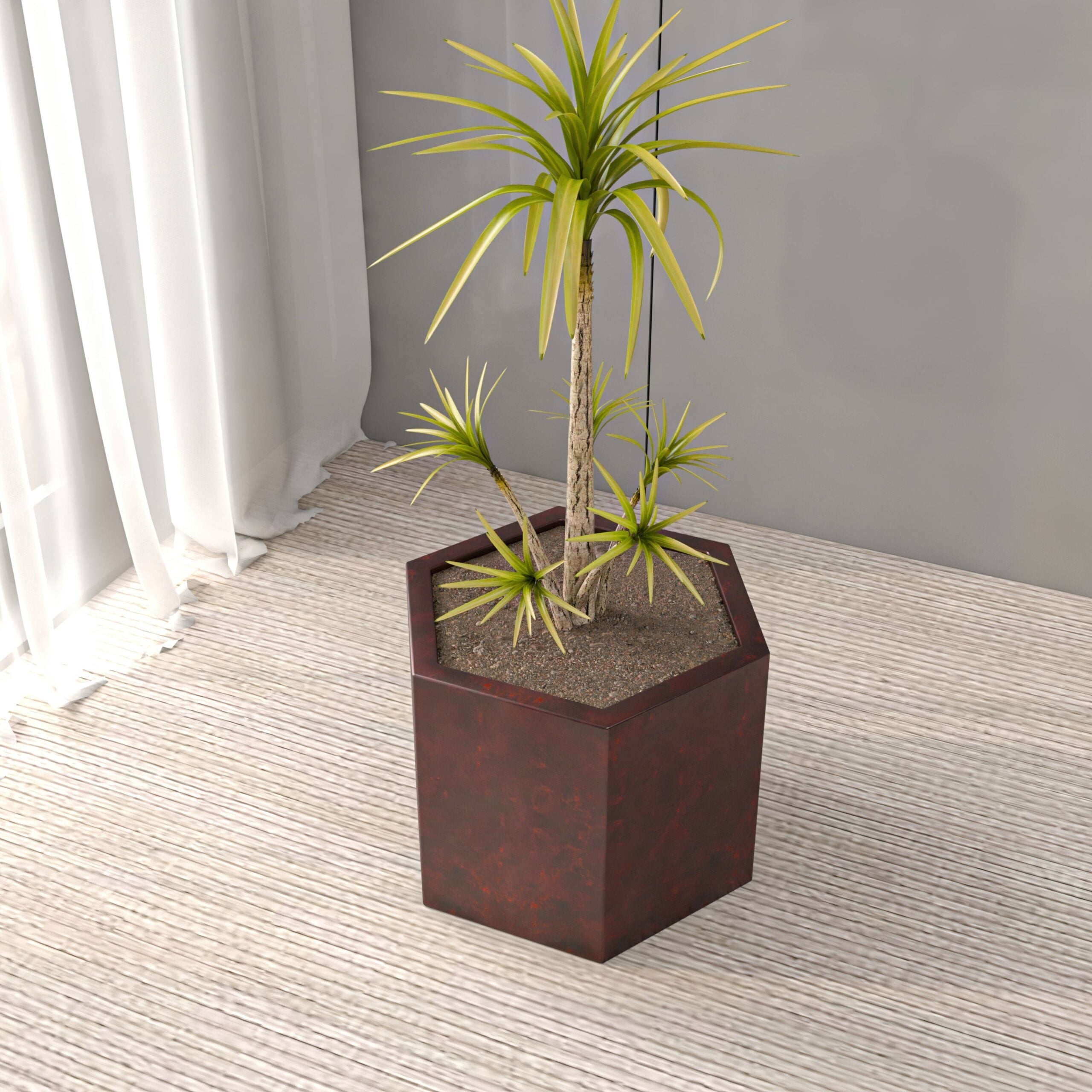 LeisureMod Thicket Modern Fiberstone Planter - Hexagon Design Weather ...
