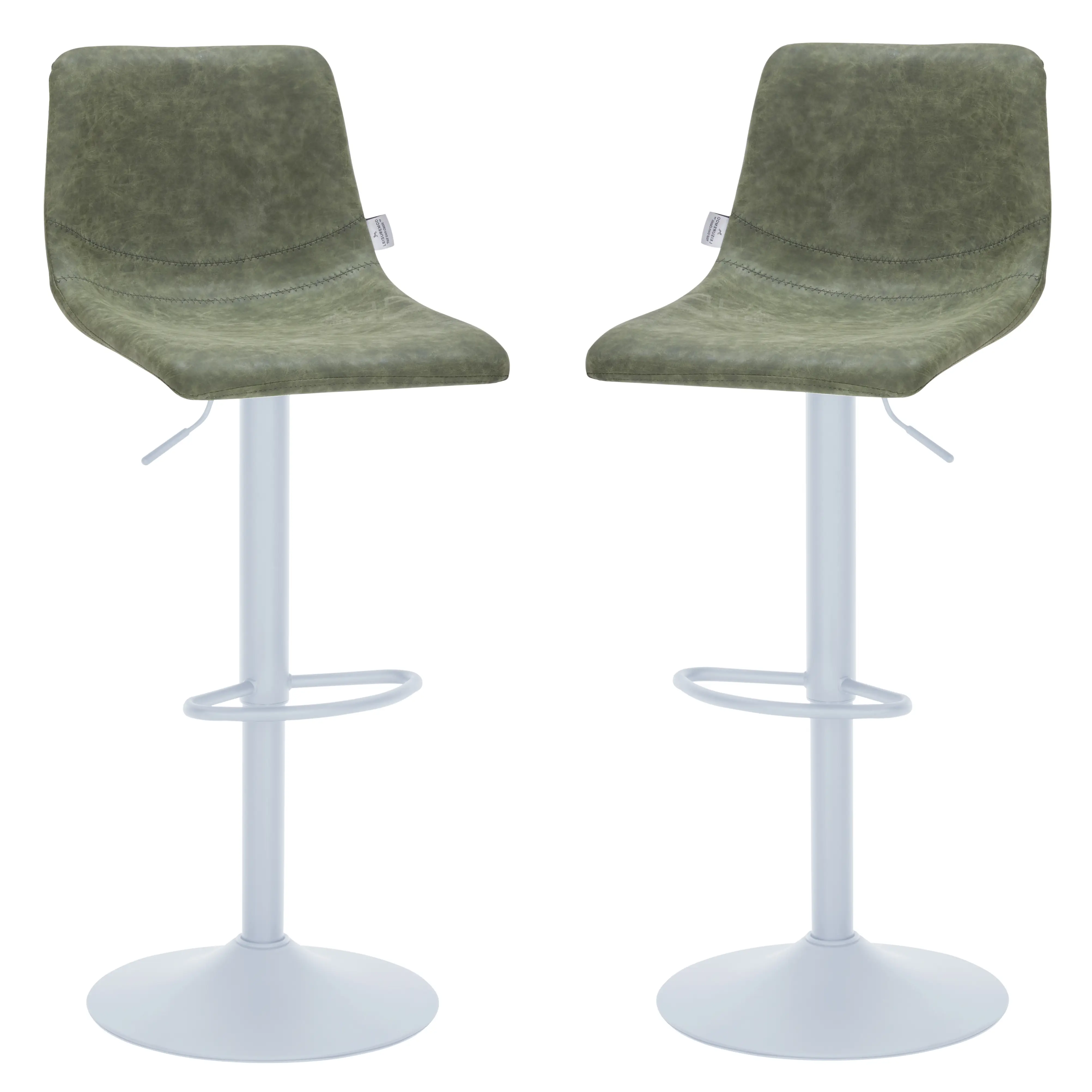 LeisureMod Tilbury Bar Stools with Iron Base – Adjustable Height ...