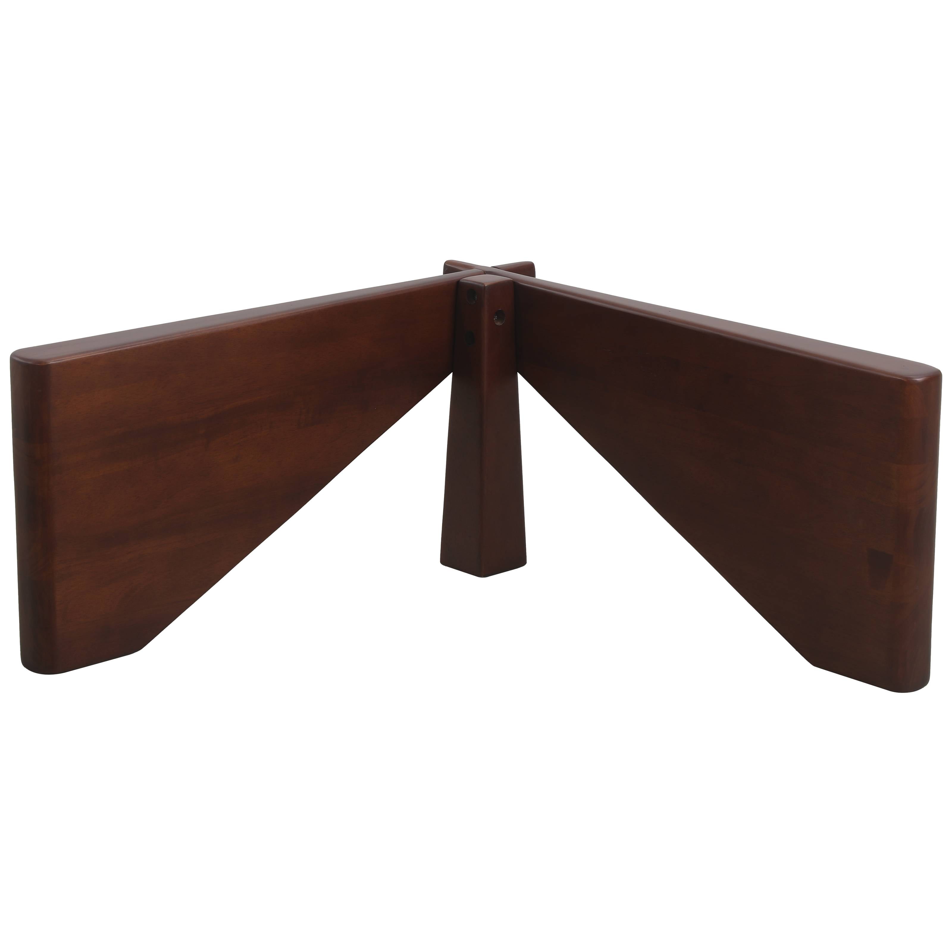 LeisureMod Triangular Coffee Table Base in Rubberwood with Stained ...