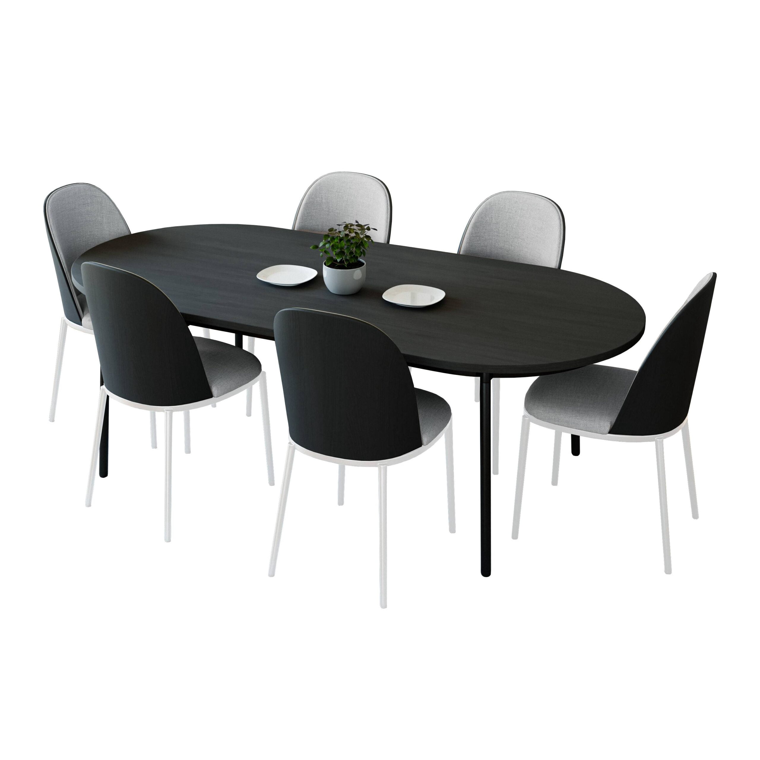 LeisureMod Tule 7-Piece Dining Set with 6 Upholstered Seat Dining ...
