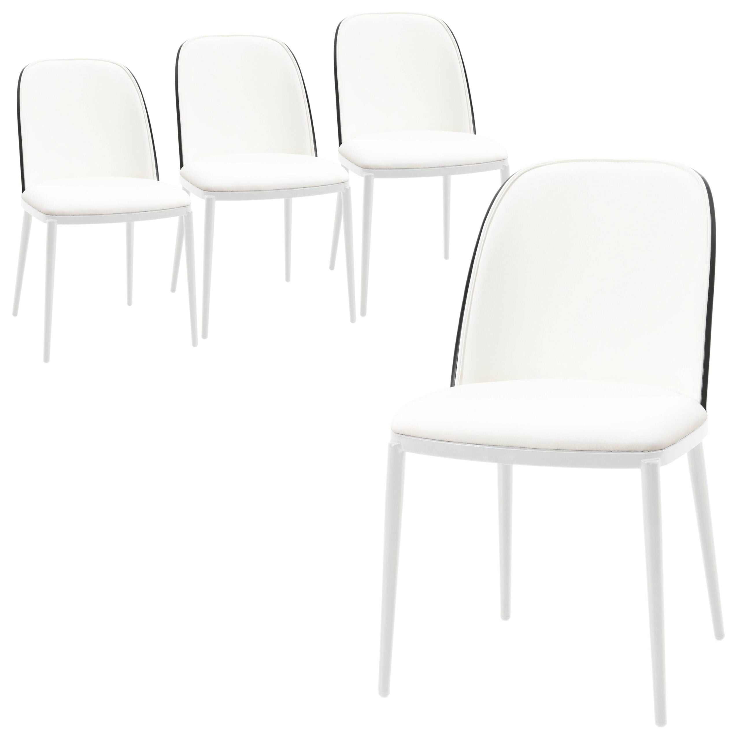 LeisureMod Tule Mid-Century Modern Dining Side Chair with Leather Seat ...