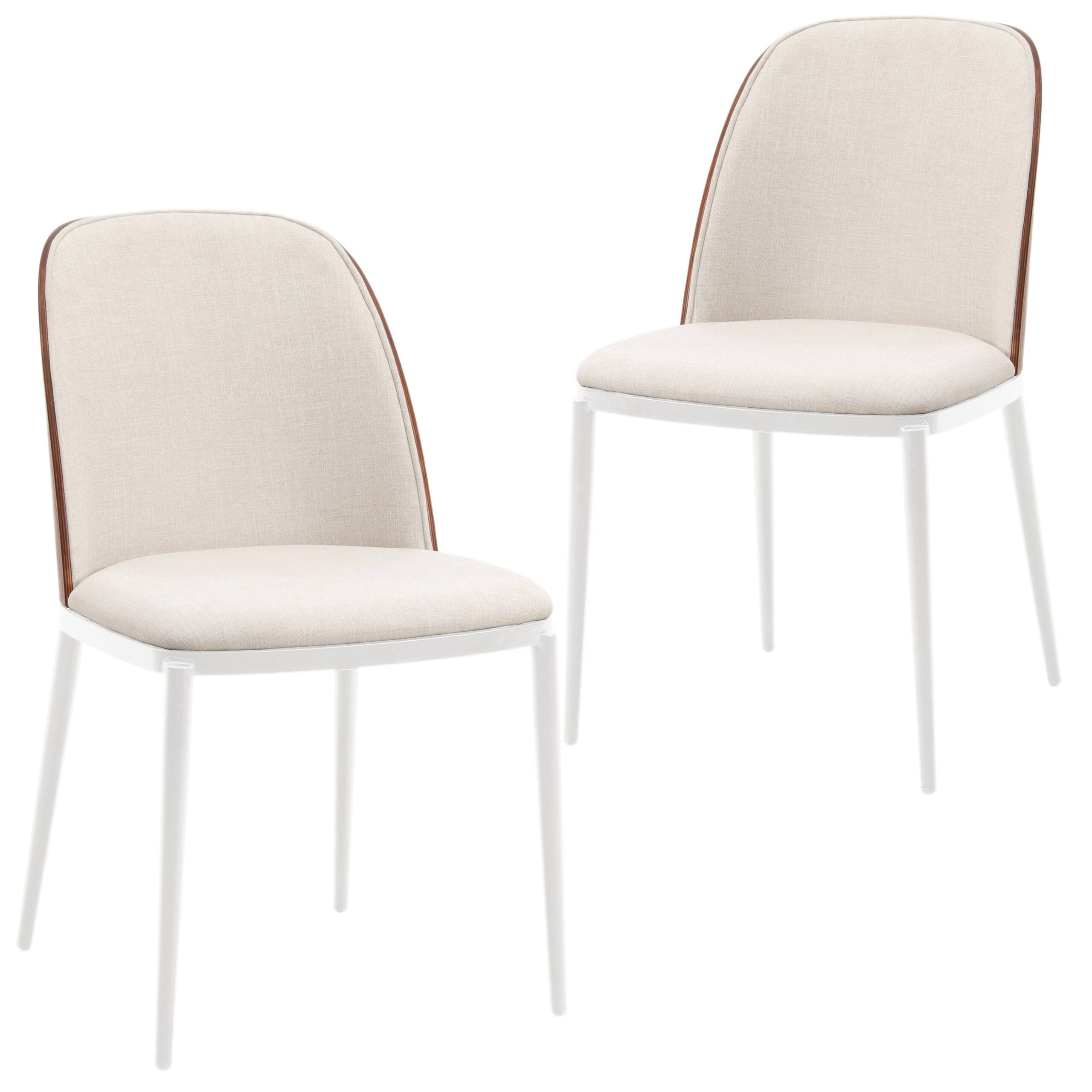 LeisureMod Tule Mid-Century Modern Dining Side Chair with Upholstered ...