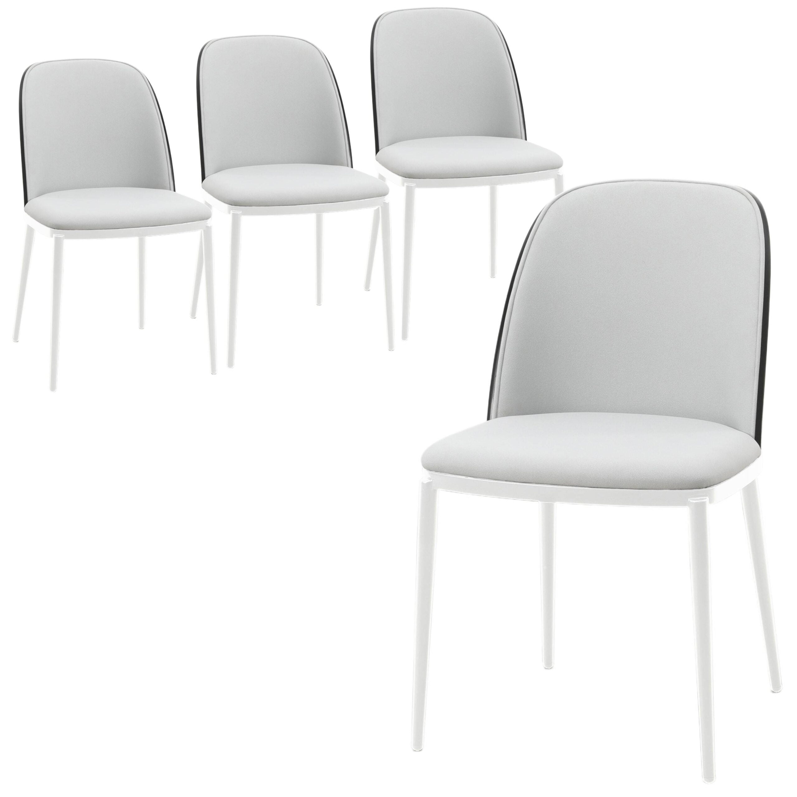 LeisureMod Tule Mid-Century Modern Dining Side Chair with Upholstered ...