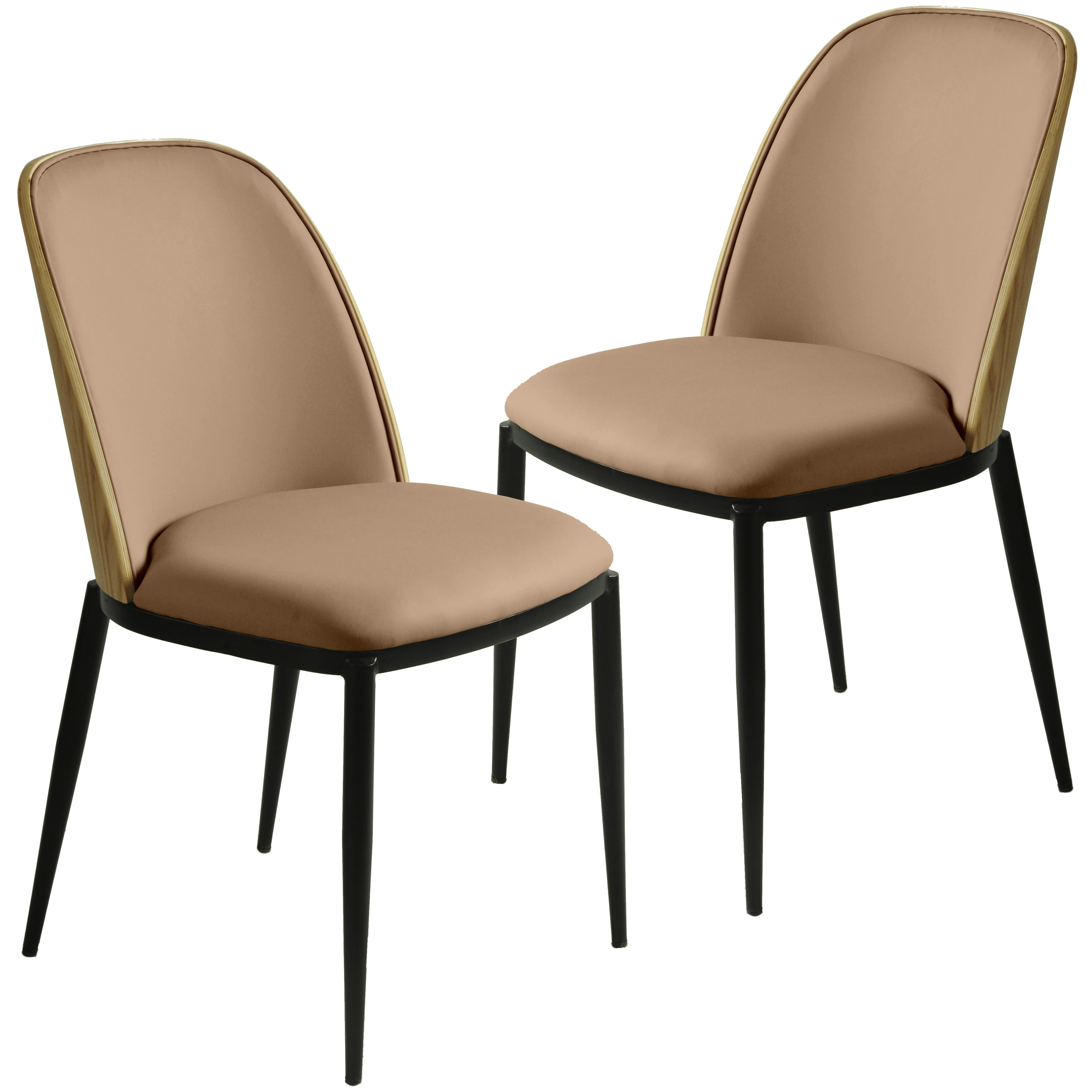 LeisureMod Tule Modern Dining Side Chair with Velvet Seat and Powder ...